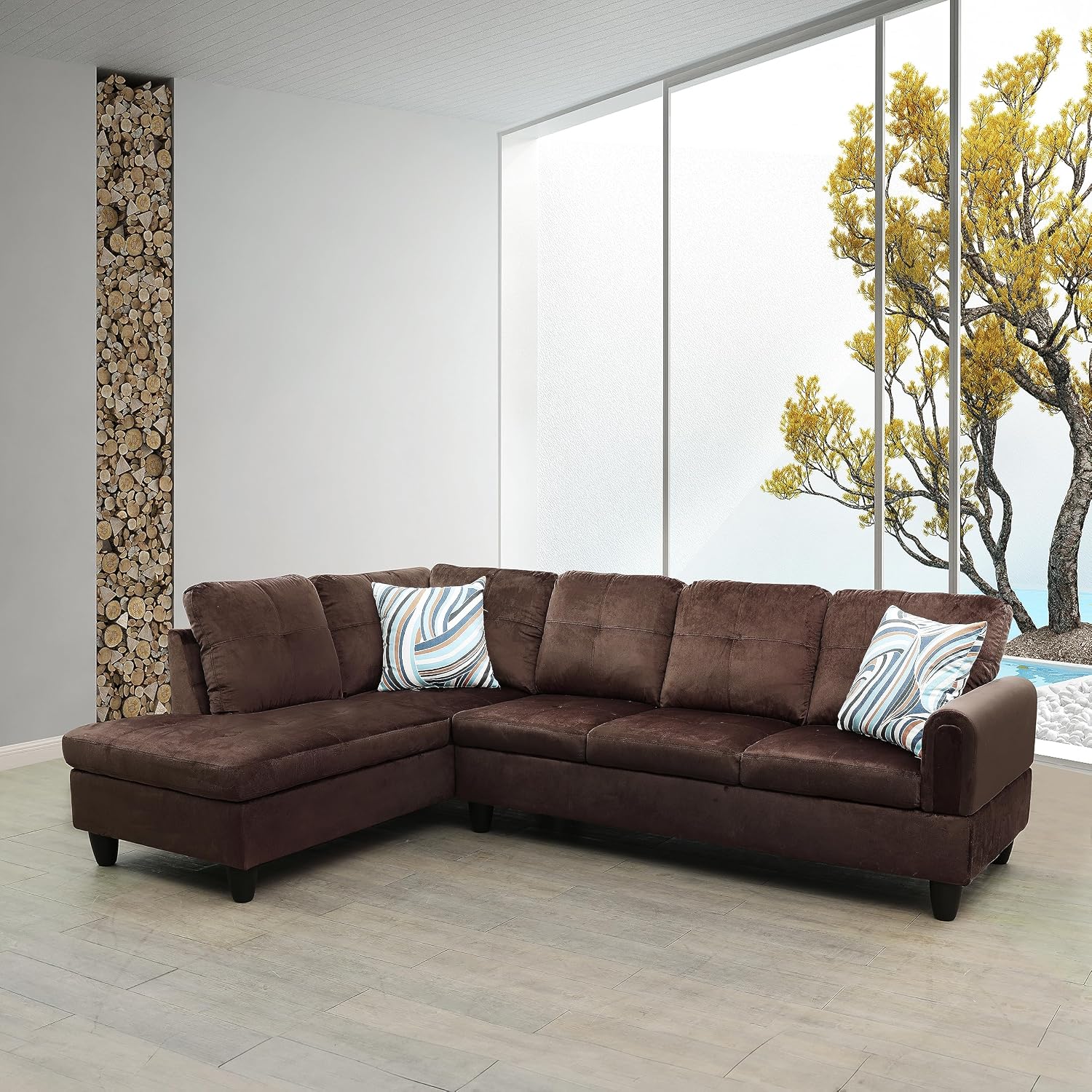Amazon.com: Beverly Fine Furniture 2 Piece Left Facing Sectional Sofa ...