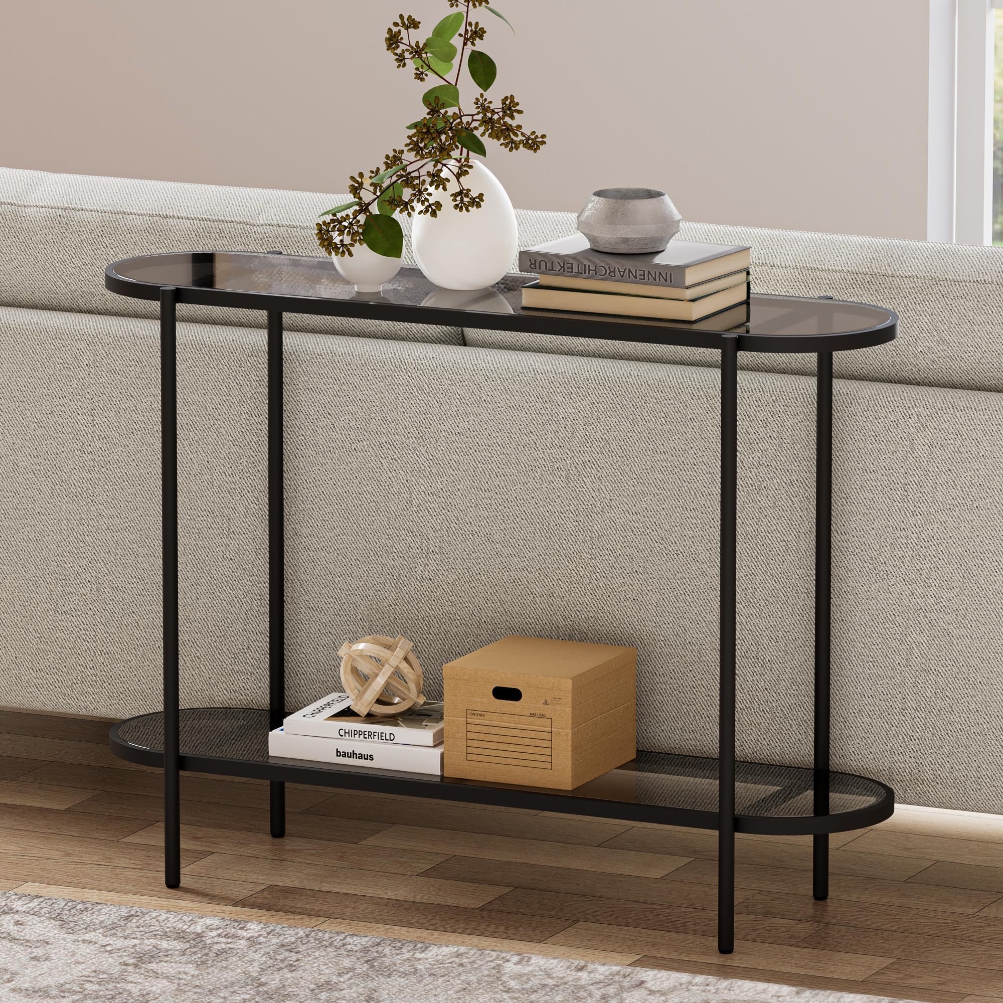 Amazon.com: HOOBRO 29.5" Narrow Console Table, Tempered Glass Sofa ...
