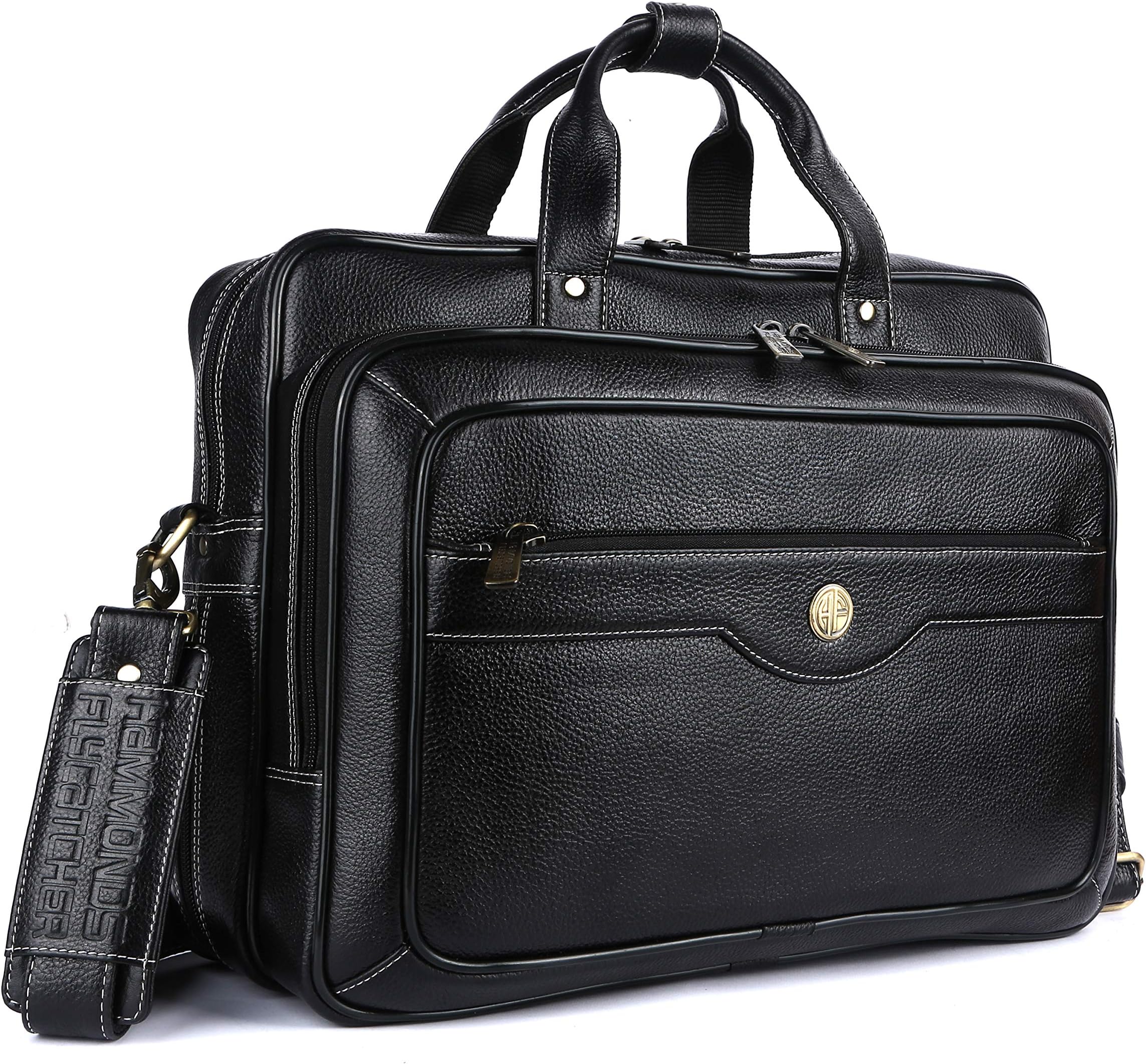 HAMMONDS FLYCATCHER Genuine Leather Expandable Office Bag for Men with ...