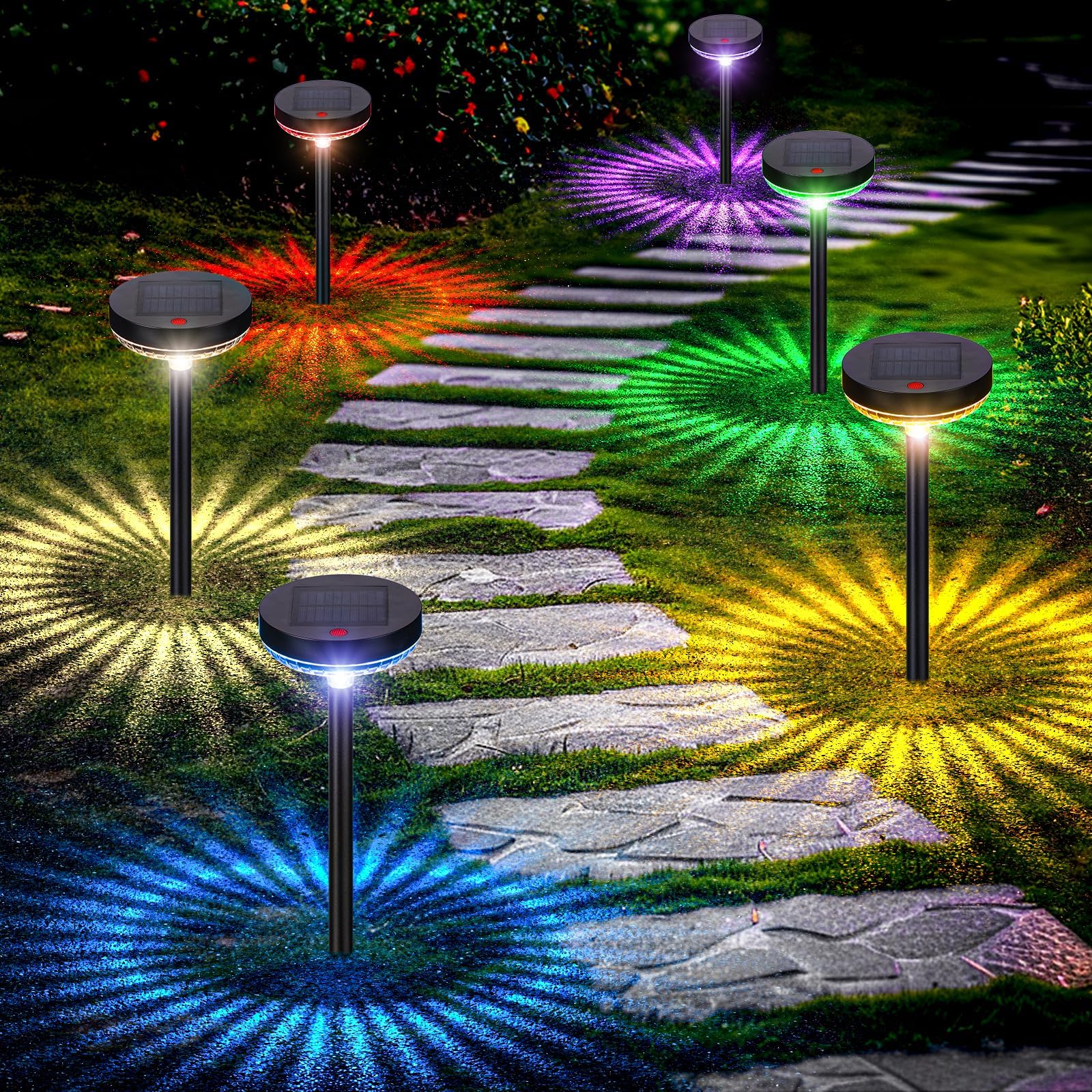 COXSENI Solar Path Lights Outdoor 4Pack, Bright 60LED Solar Pathway ...