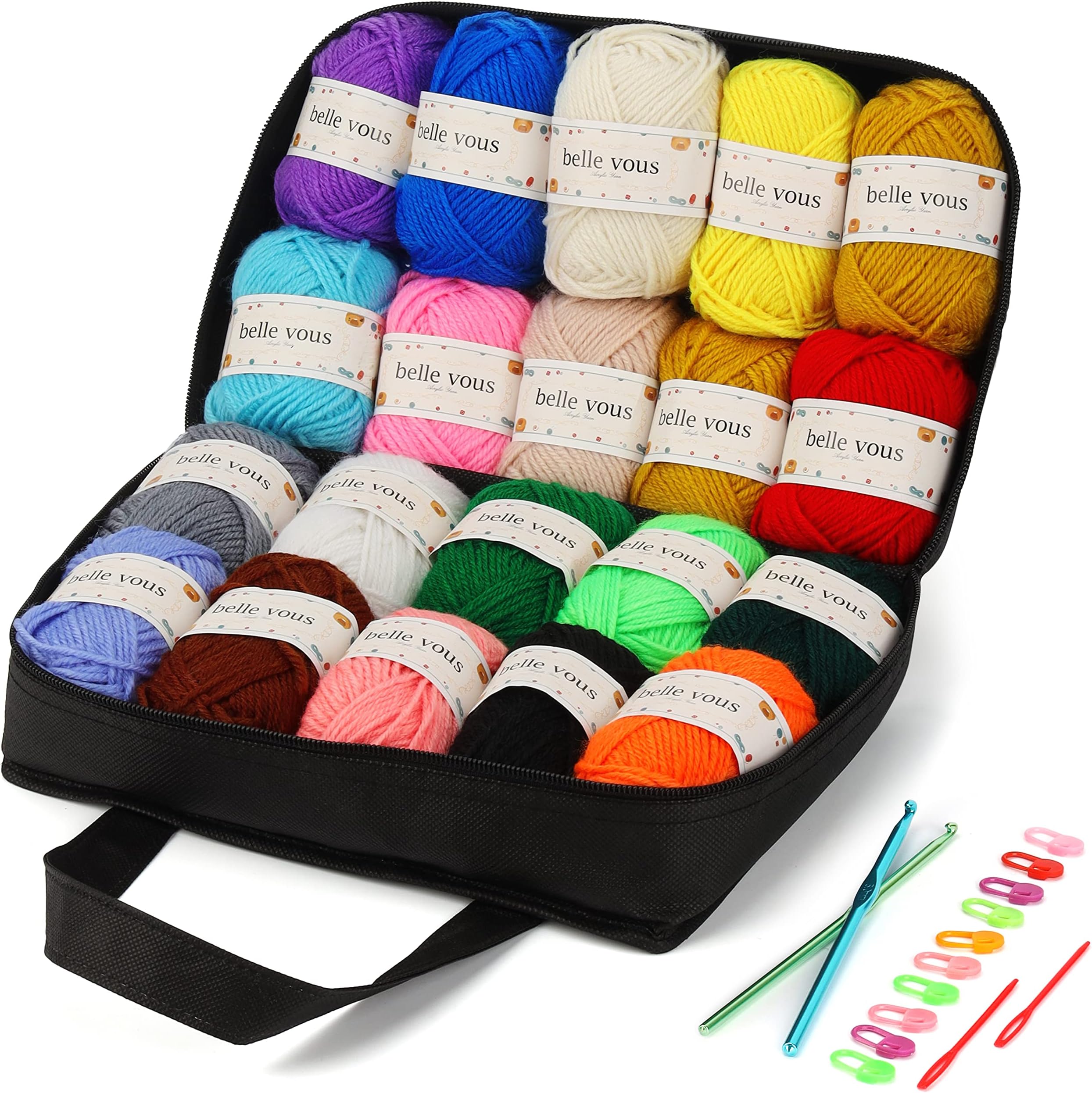 Belle Vous 20 Pack of Acrylic Knitting Crochet Yarn Skeins - 30g ...