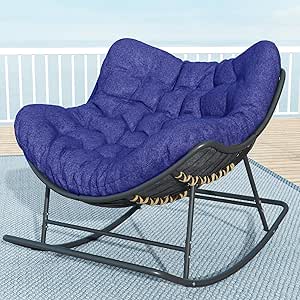 Amazon.com: SWITTE Outdoor Rocking Chair, Cozy Papasan Rocking Chair ...