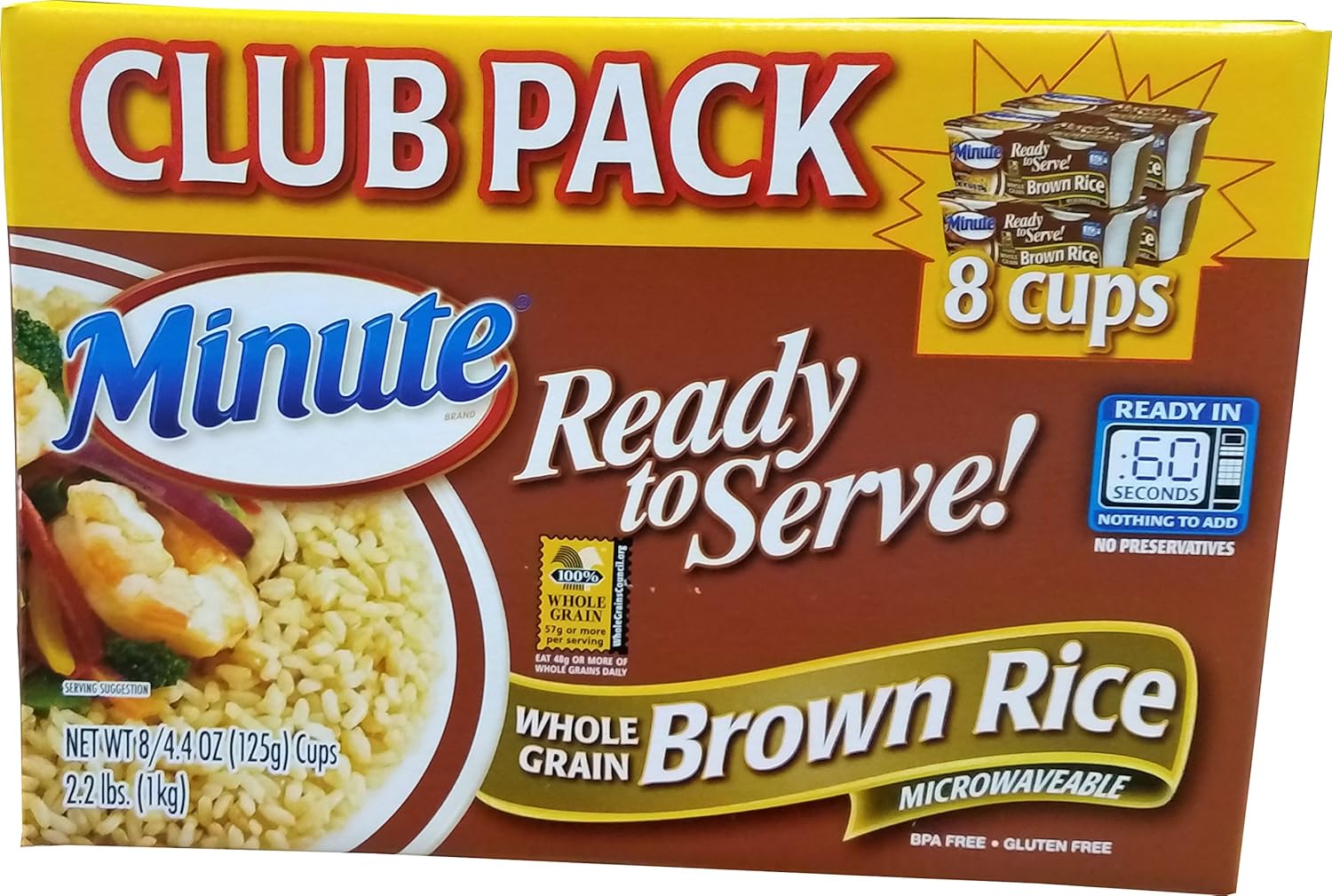 Amazon.com : Minute Brown Rice Cup (8 x 4.4 OZ Cups), 35.2 Ounce ...