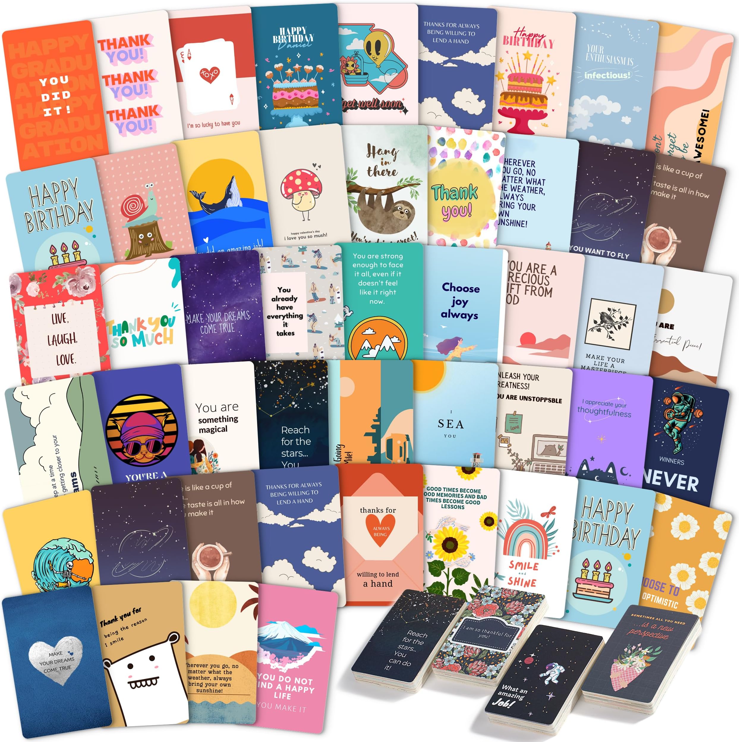 Amazon.com : Youngever 300 Pack Motivational Quote Cards, 50 Unique ...