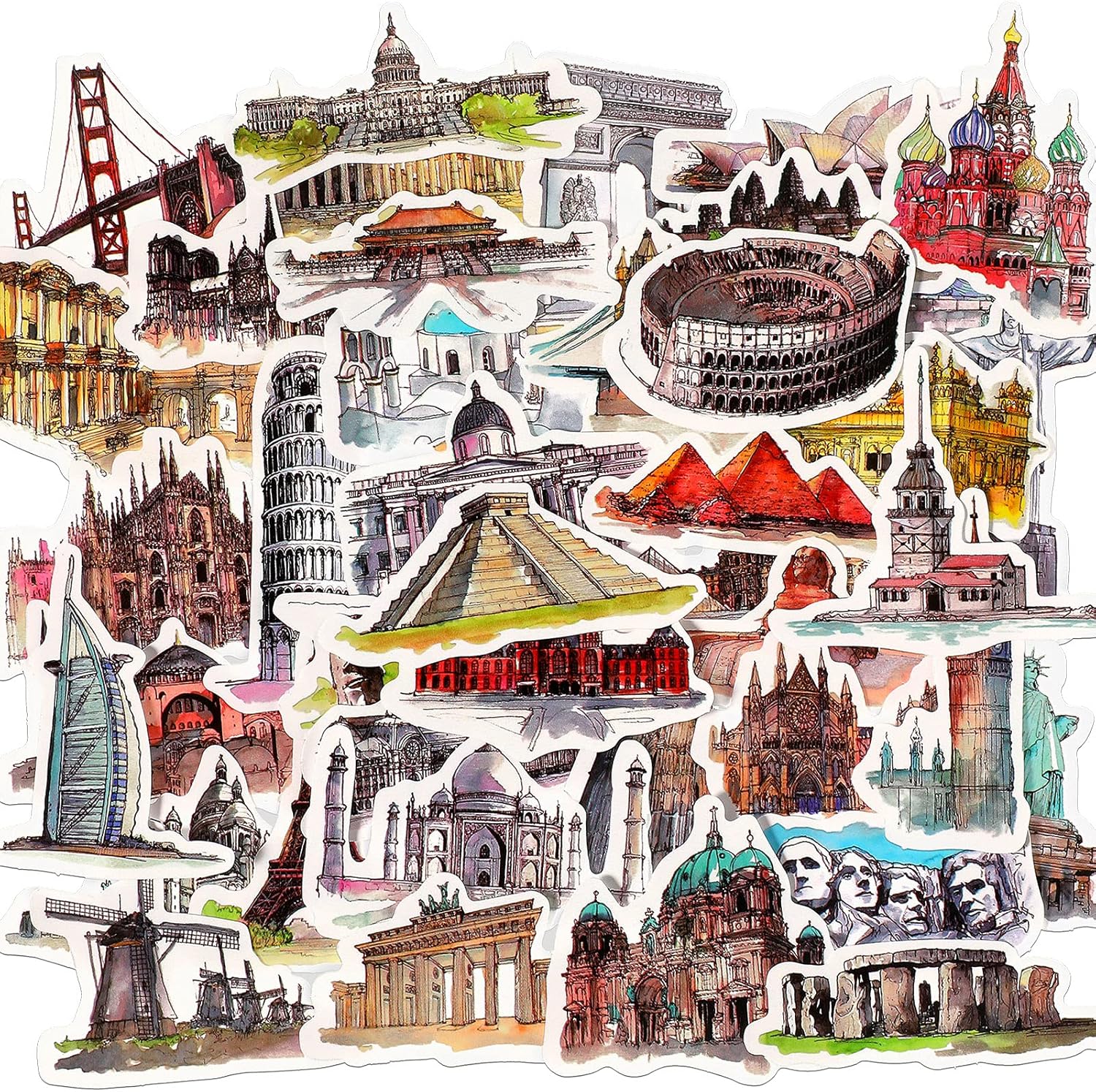 Amazon.com: 84 Pieces Scenic Luggage Decals History Stickers ...