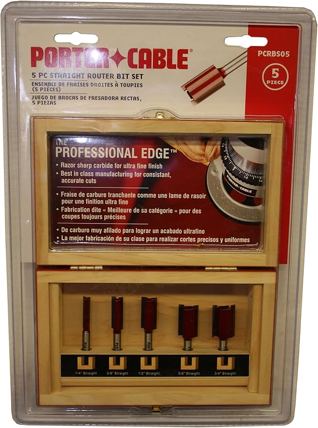 PORTER-CABLE PCRBS05 Straight Bit Set 5-Pieces - Straight Router Bits ...