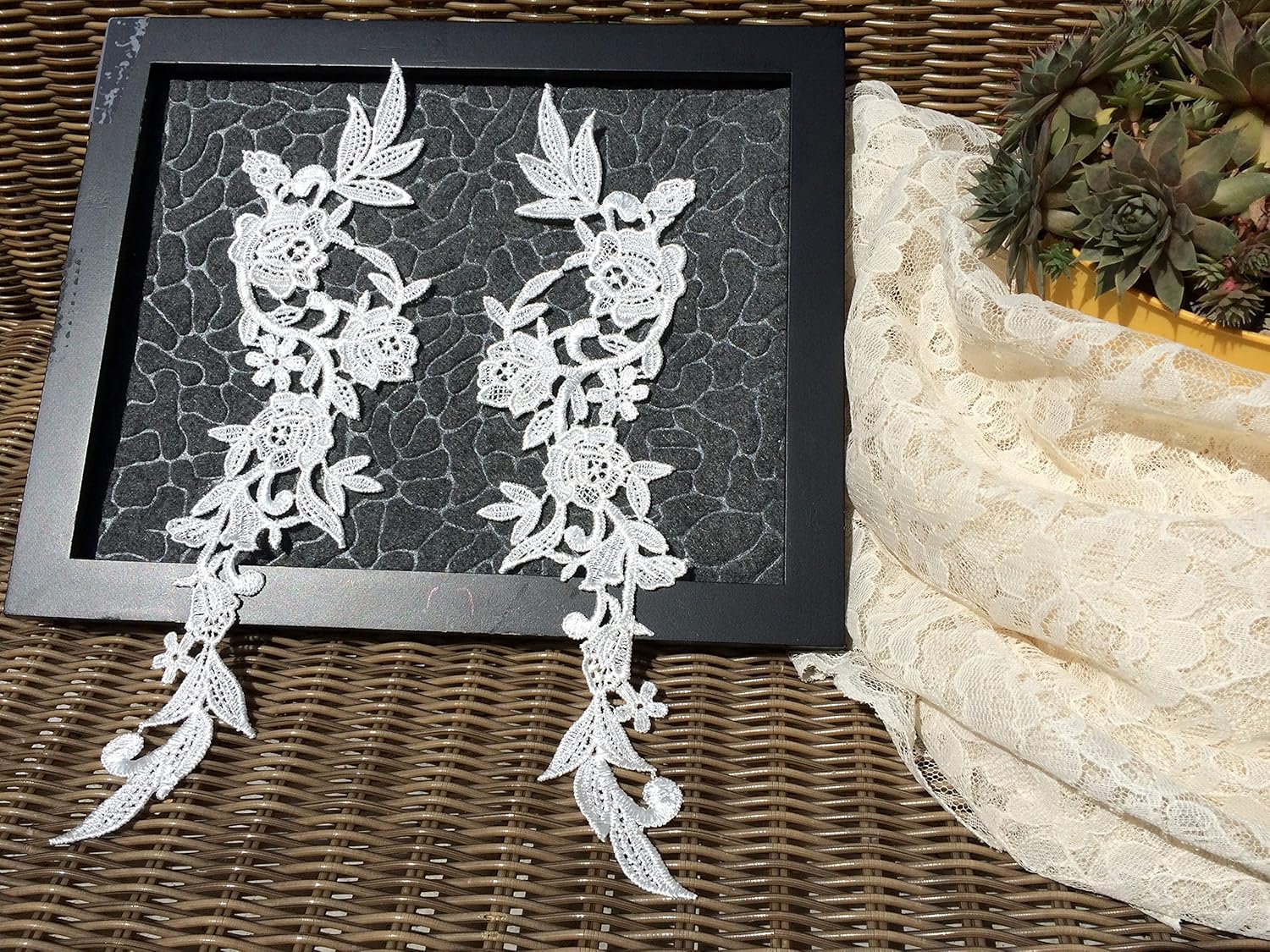 Amazon.com: A96 Lace Appliques, Two Pairs, Color: Ivory, Wedding ...