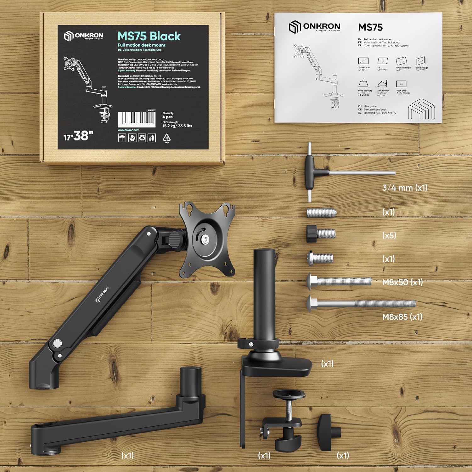 ONKRON MS75-B Monitor Desk Mount User Manual