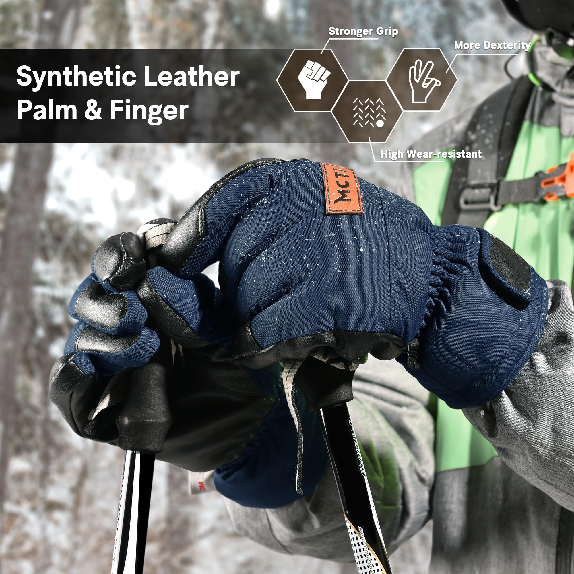 Snapklik.com : Ski Gloves Mens Waterproof Insulated Snow Gloves ...