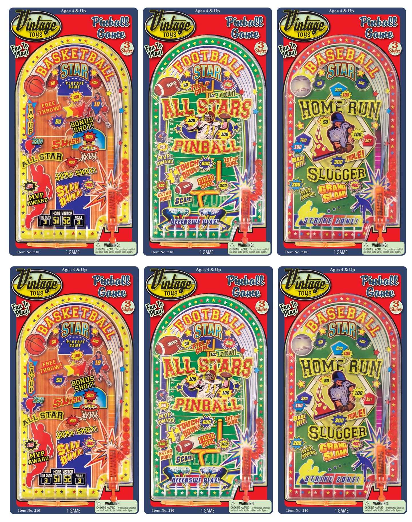 Amazon.com: JA-RU Mini Pinball Game (6 Pocket Games) Handheld Sports ...