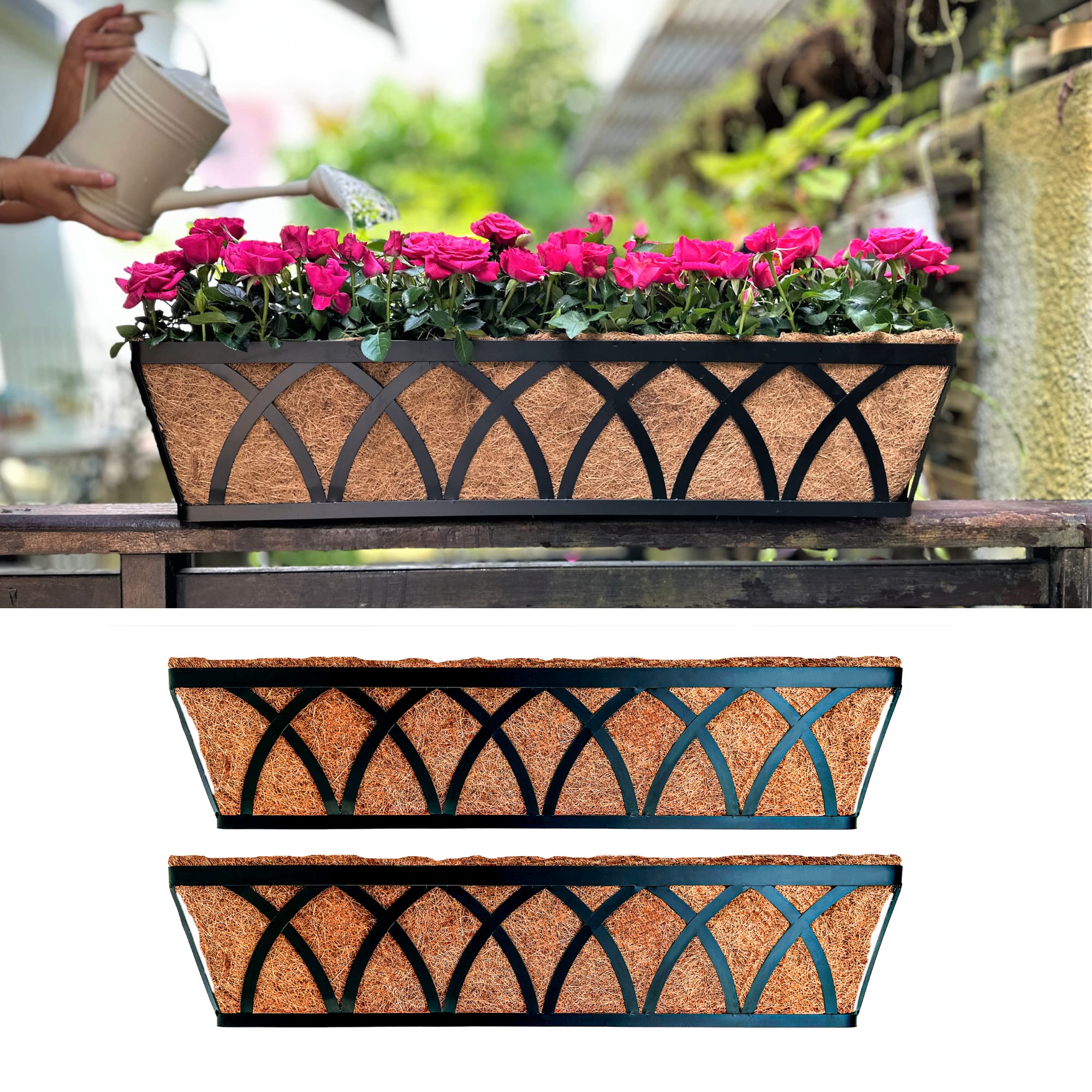 Window Planter Box - 2 Pack, 30 Inch Outdoor Wall Mounted and Deck ...