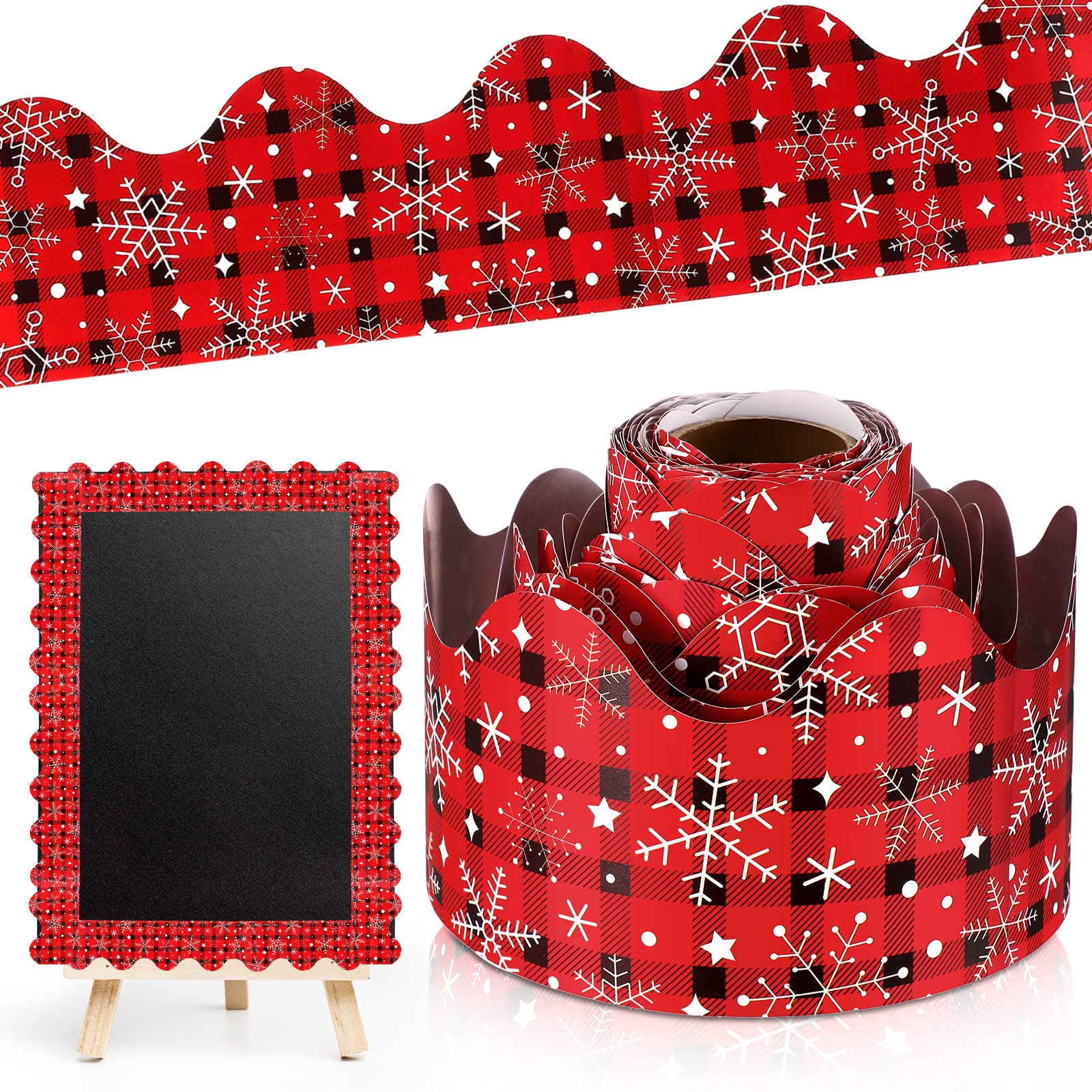 Amazon.com: 36 Feet Christmas Buffalo Plaid Bulletin Board Border with ...