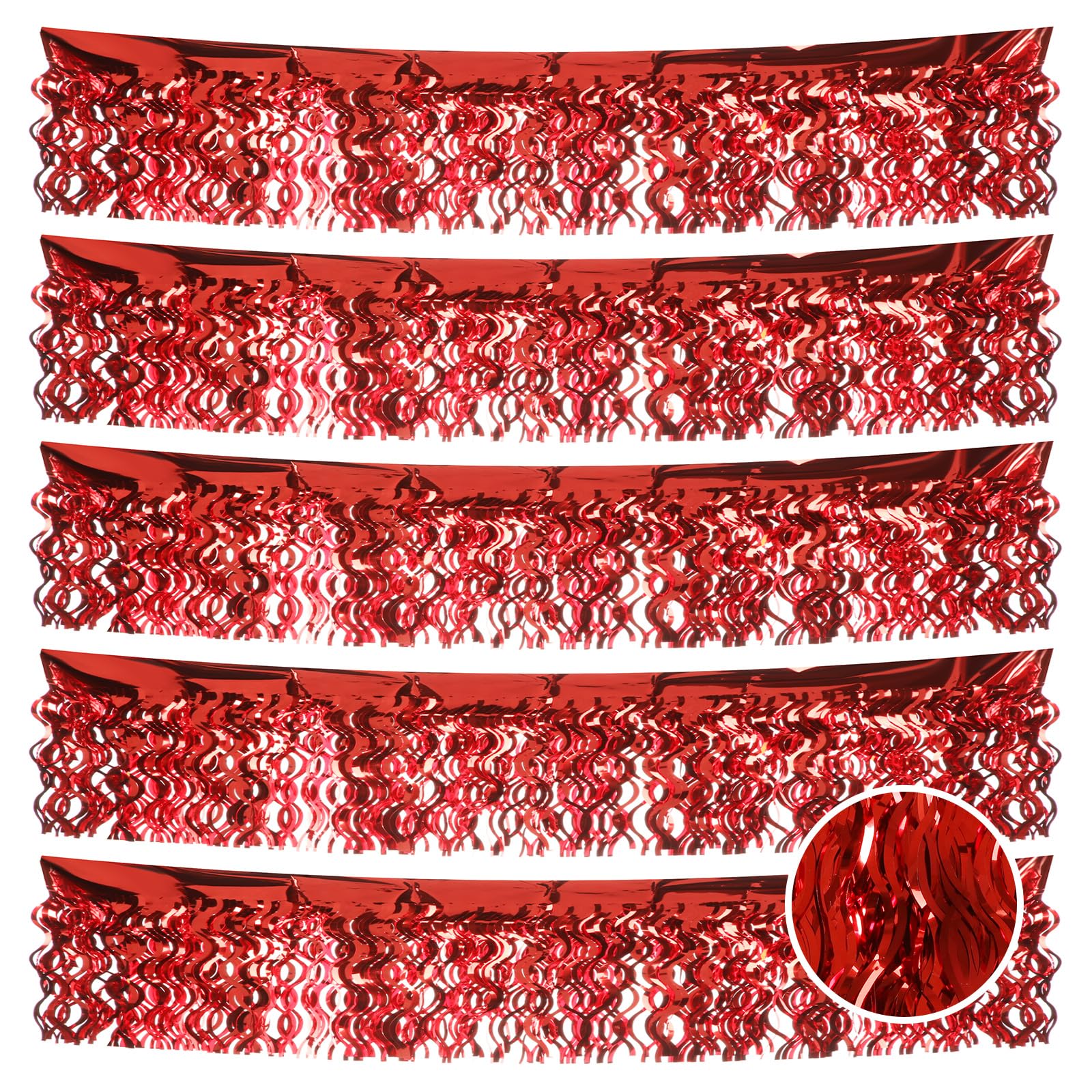 Snapklik.com : 5 Pack 10 Feet Red Fringe Garland Wavy Foil Fringe ...