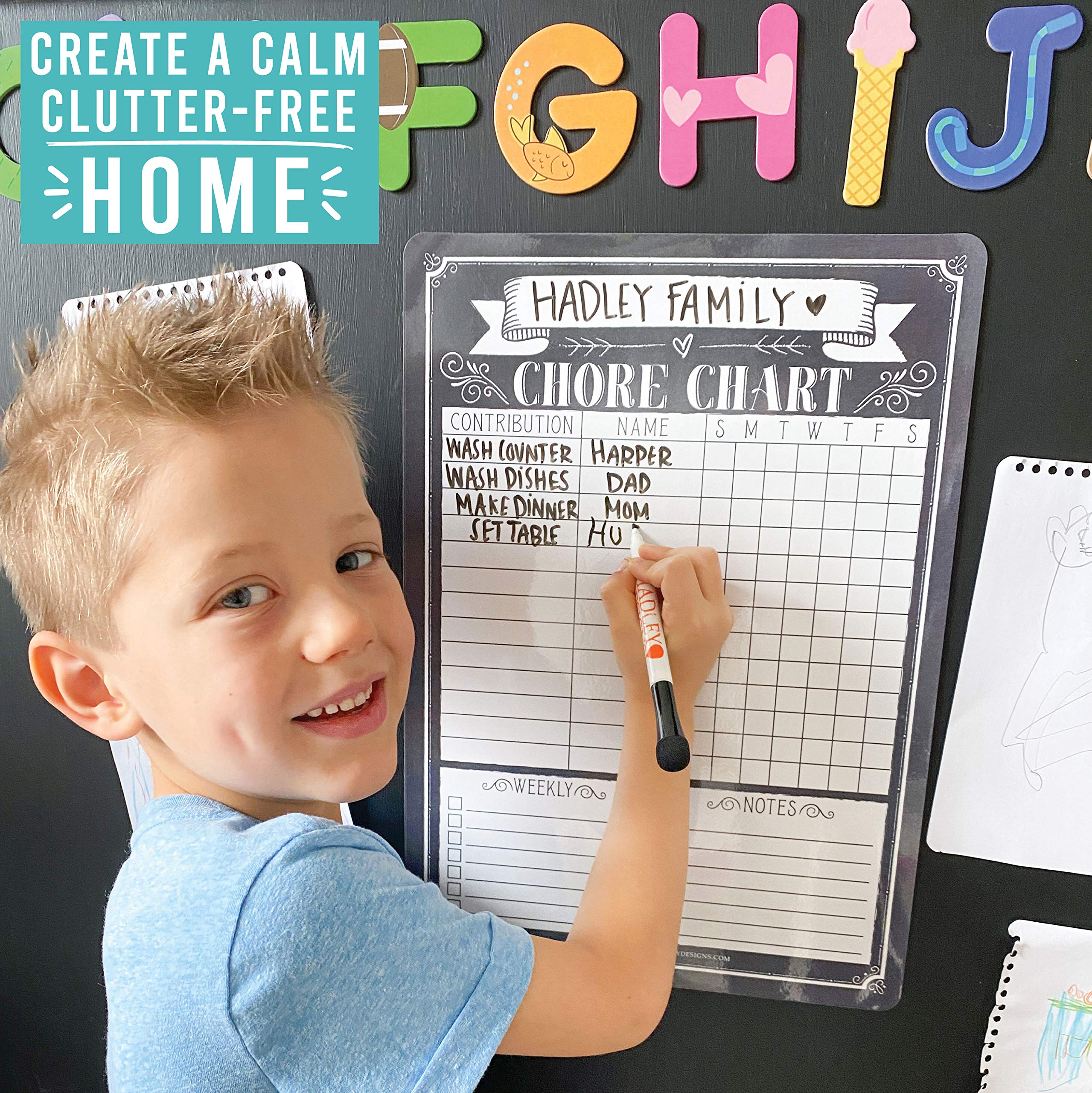 Rustic Chalkboard Family Chore Chart for Adults, Magnetic Chore Chart ...