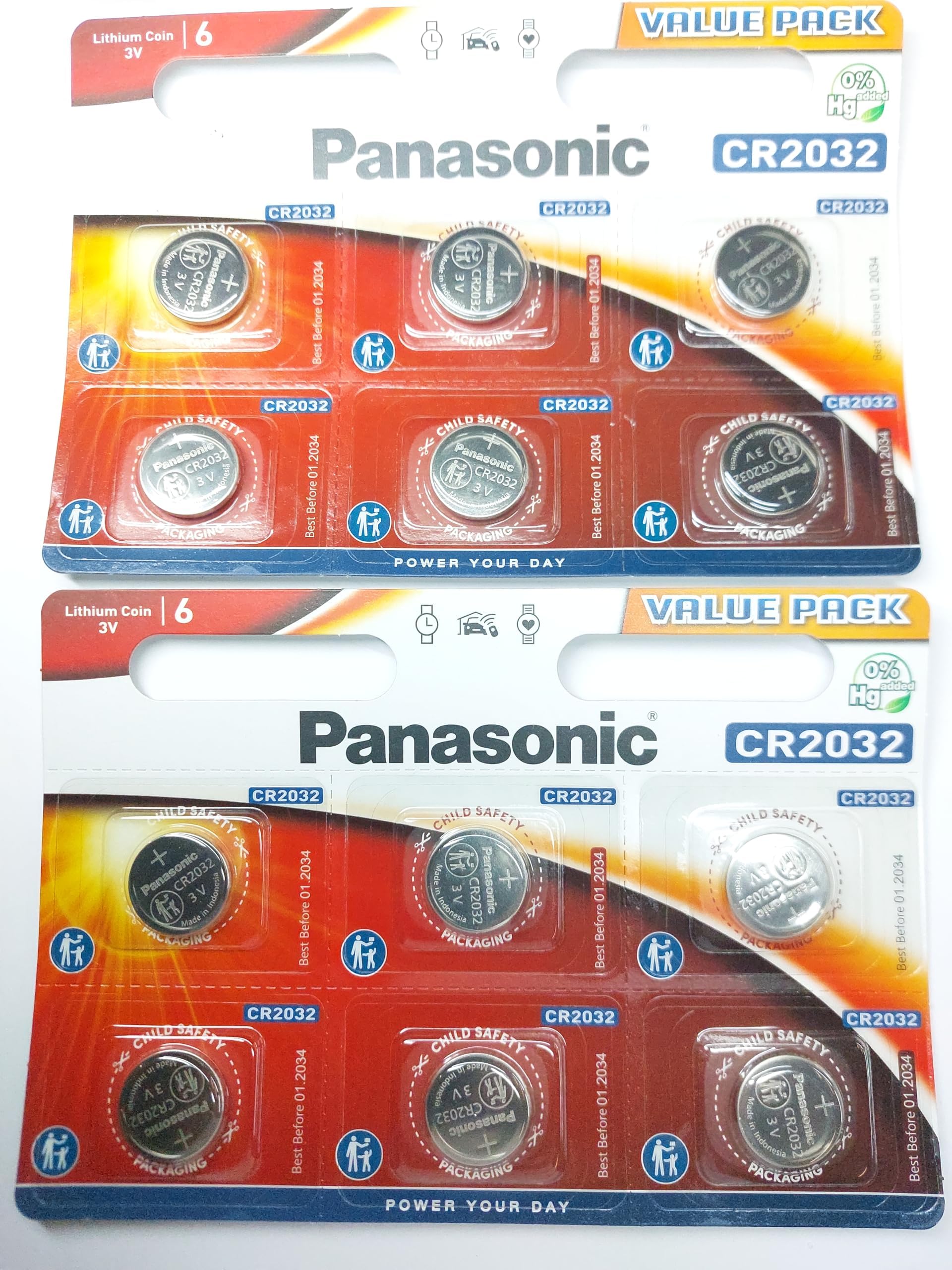 12 X Panasonic CR2032 Lithium Cell 3V Battery Batteries, DL2032, BR2032 ...