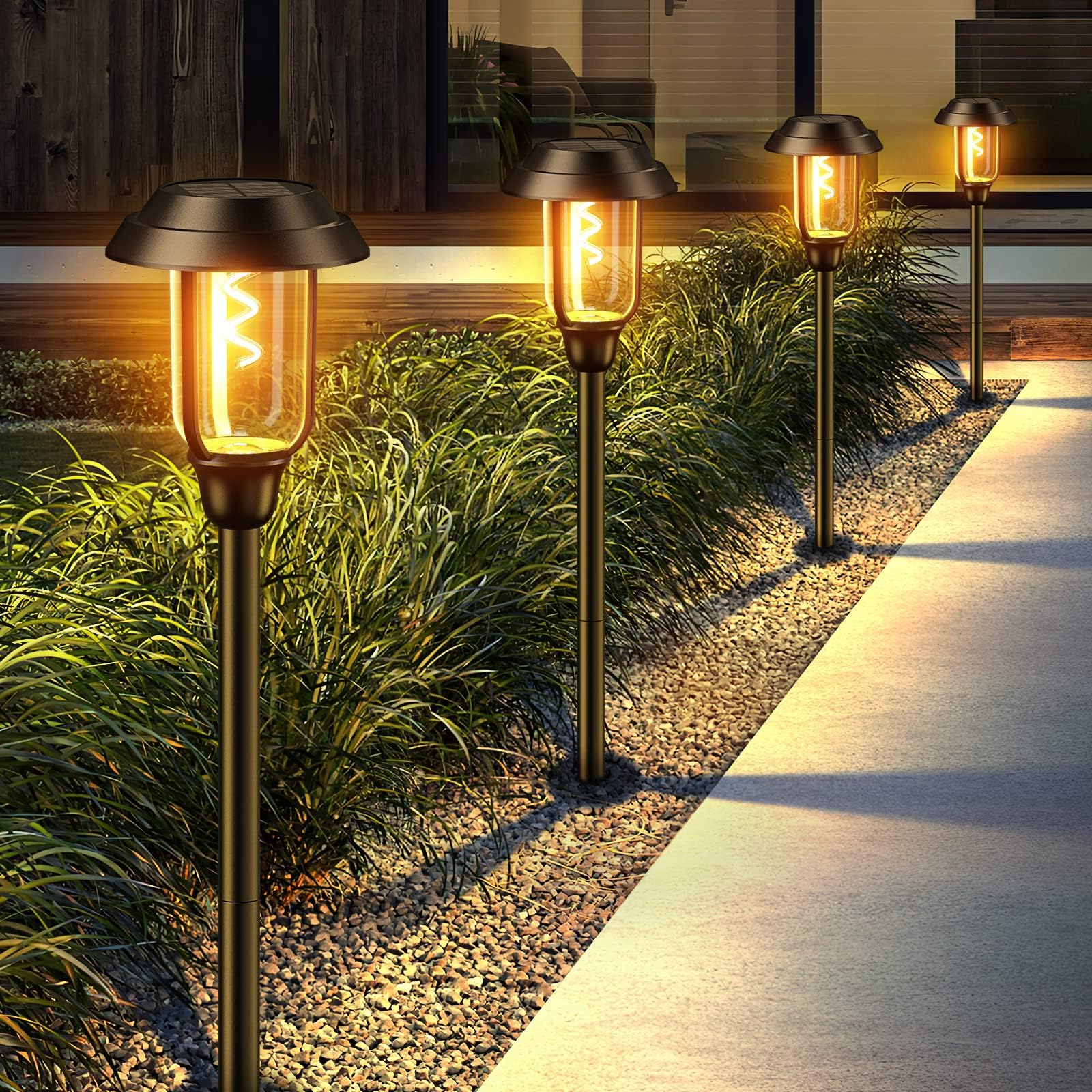 LETMY Solar Pathway Lights Outdoor, 8 Pack 2X Bigger Solar Lights ...