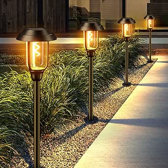 LETMY Solar Pathway Lights Outdoor, 8 Pack 2X Bigger Solar Lights ...