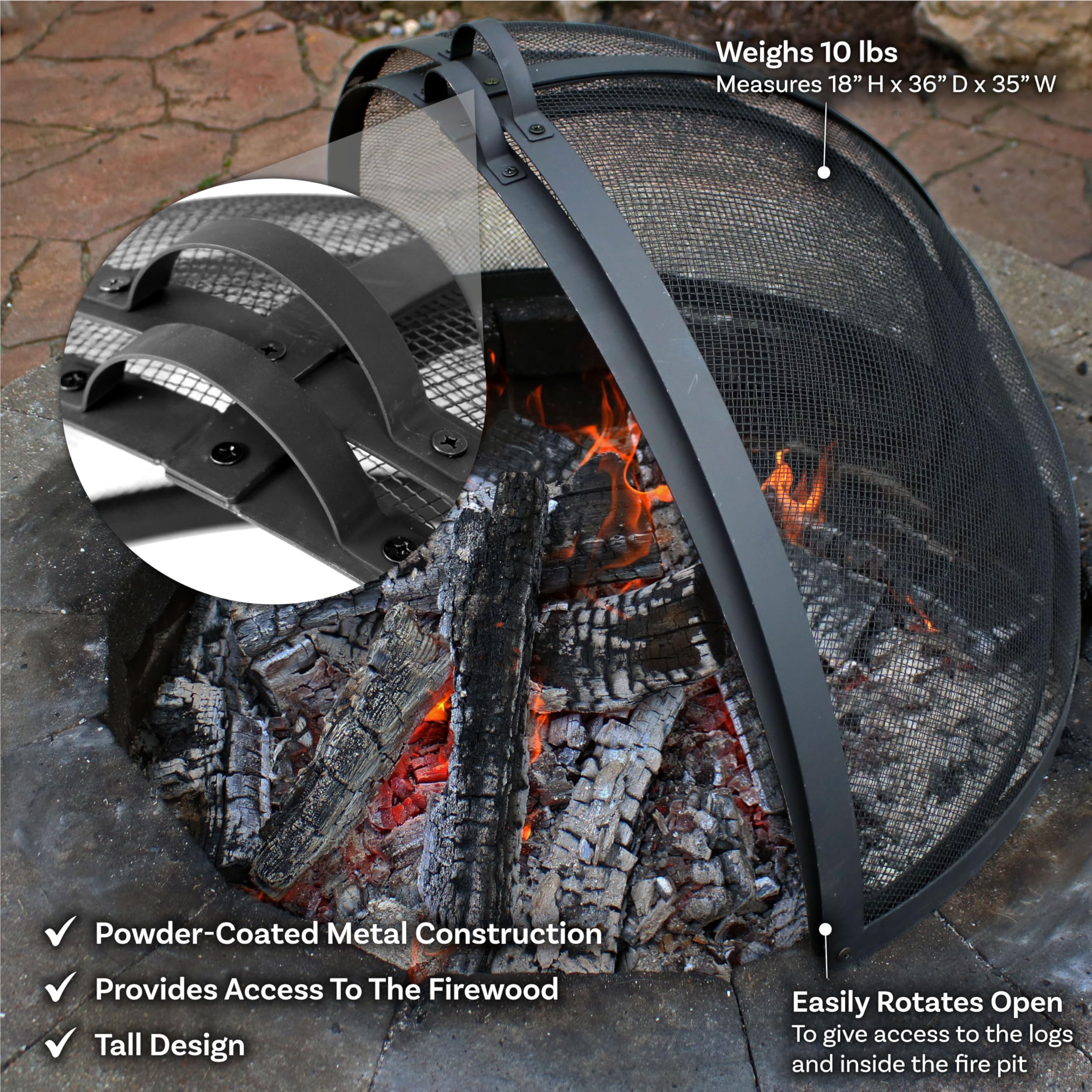 Heavy Duty Metal Screen Round Tower Stove Guard Heavy Duty Black Metal