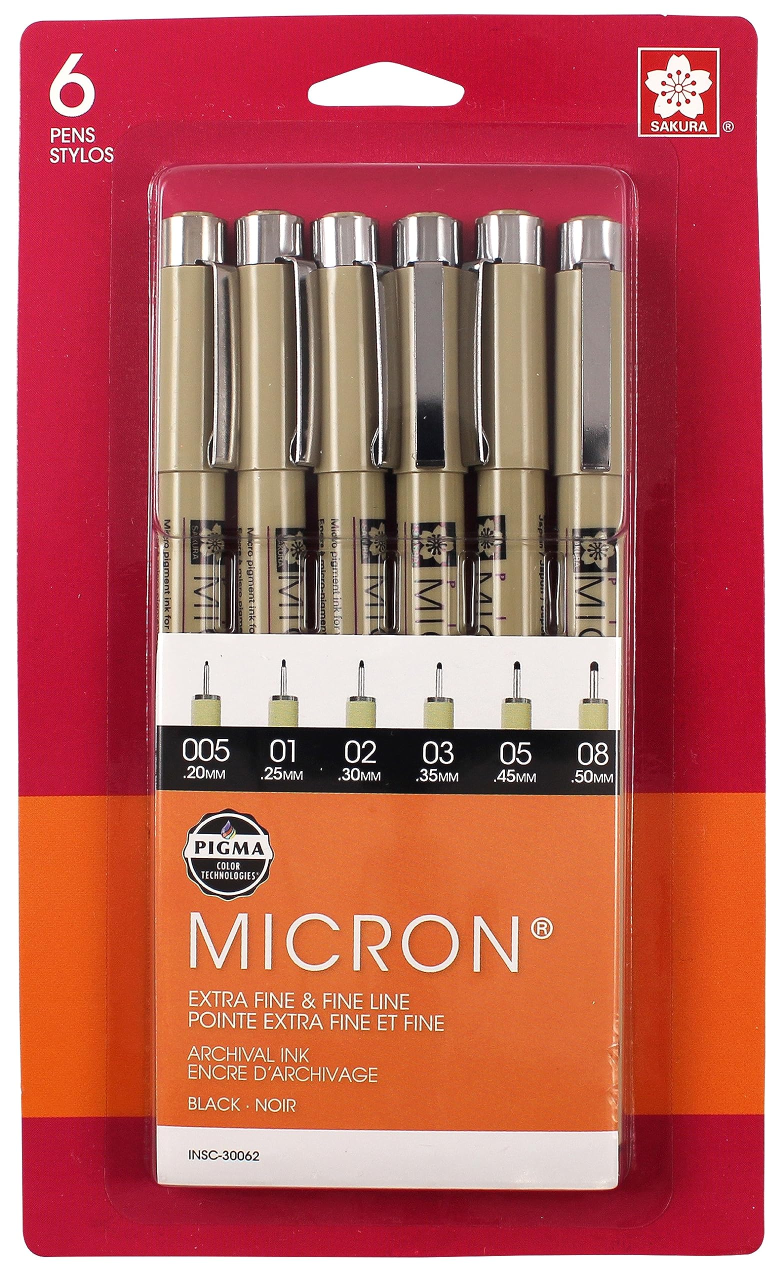 Sakura Pigma Micron Fineliner Pens Archival Black Ink Pens Pens ...