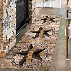 Amazon.com: ZCLRUG Wooden Hallway Rug, 4x12ft, 3D Stars and Floral ...