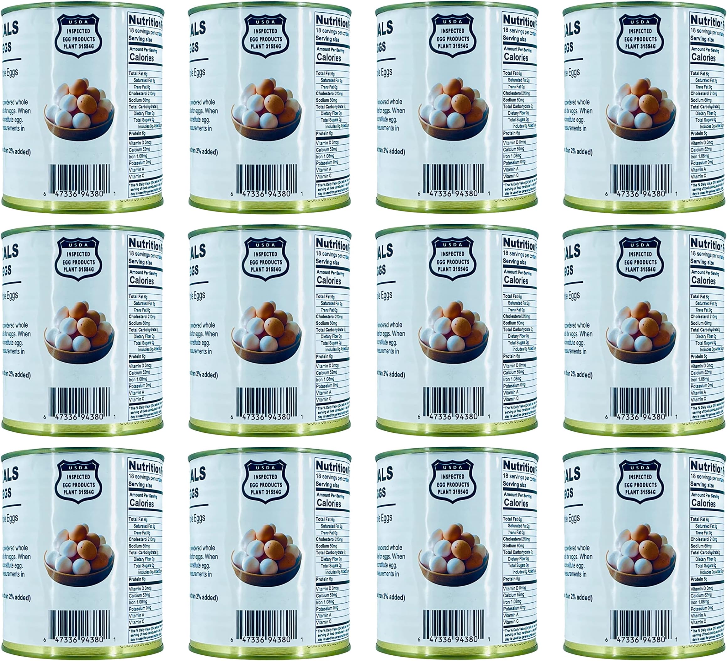 Amazon.com: Powdered Whole Eggs Full Case/12 Cans | Long Term Storage ...