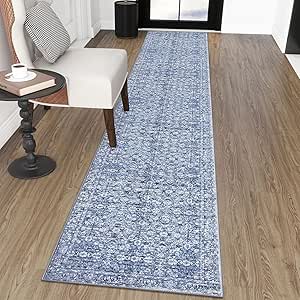 Amazon.com: SIILOOM 2x12 Blue Washable Runner Rug for Kitchen, Soft ...