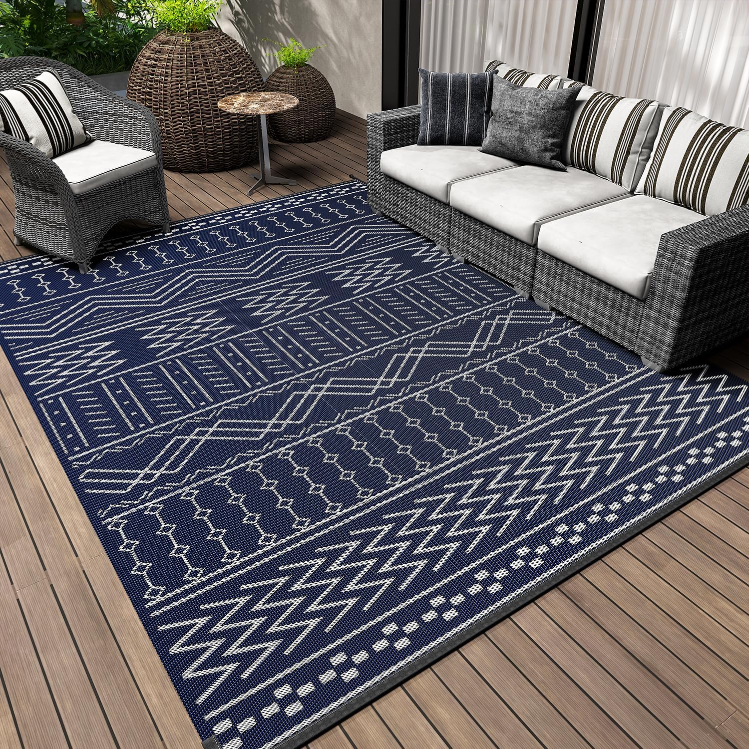 Amazon.com: Outdoor Rug Carpet Waterproof 8x10 ft Patio Rug Mat Indoor ...