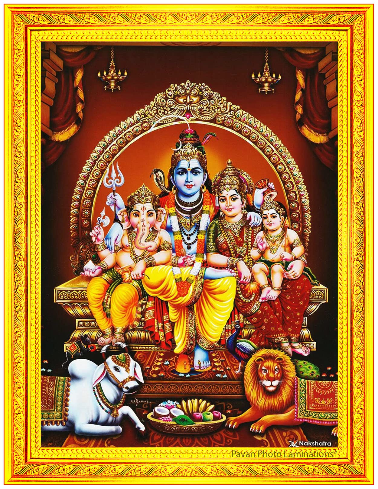Buy Pavan Photo Laminations, Lord Shiv Parvati Bhagwan Ganesh Kartikeya ...