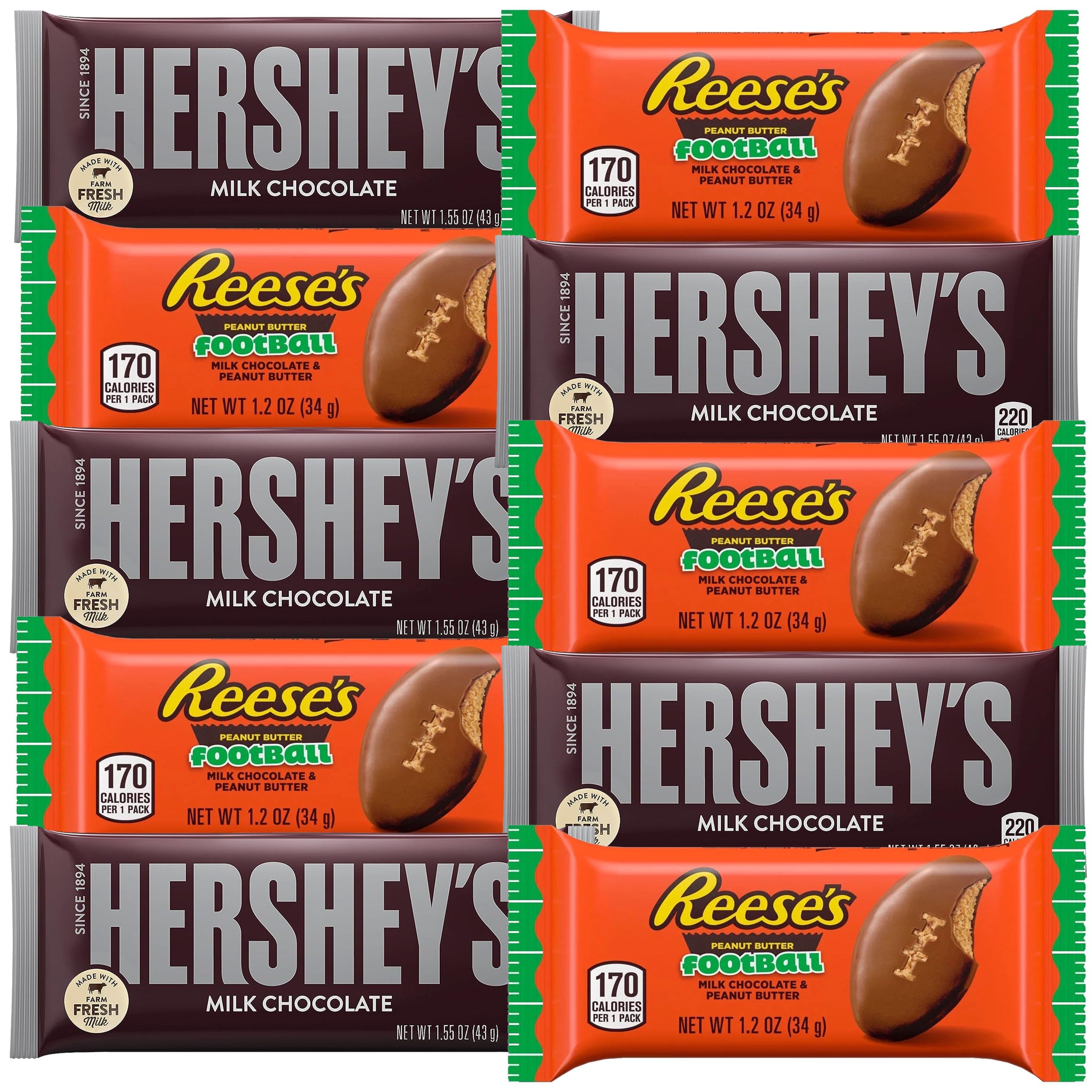 Buy Milk Chocolate and Peanut Butter Football Candy Assortment, Bulk 36 ...