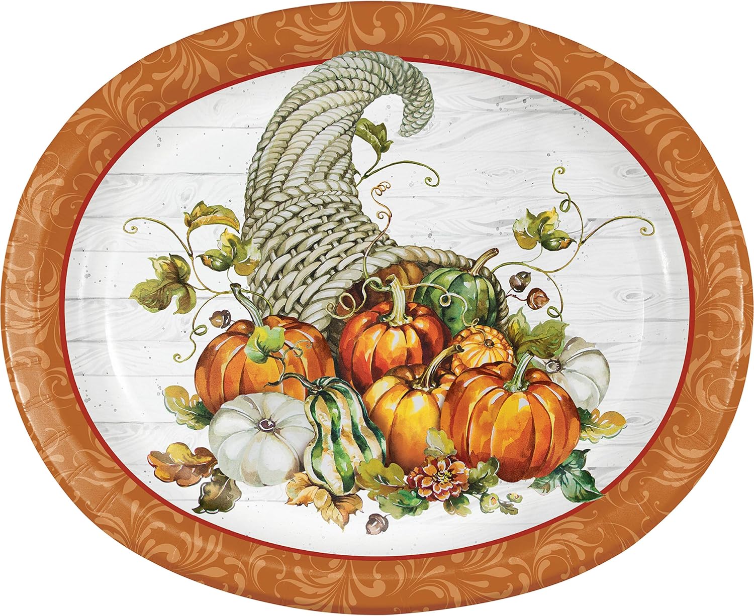 Amazon.com: Creative Converting Bountiful Cornucopia Oval Plates, 10" x ...