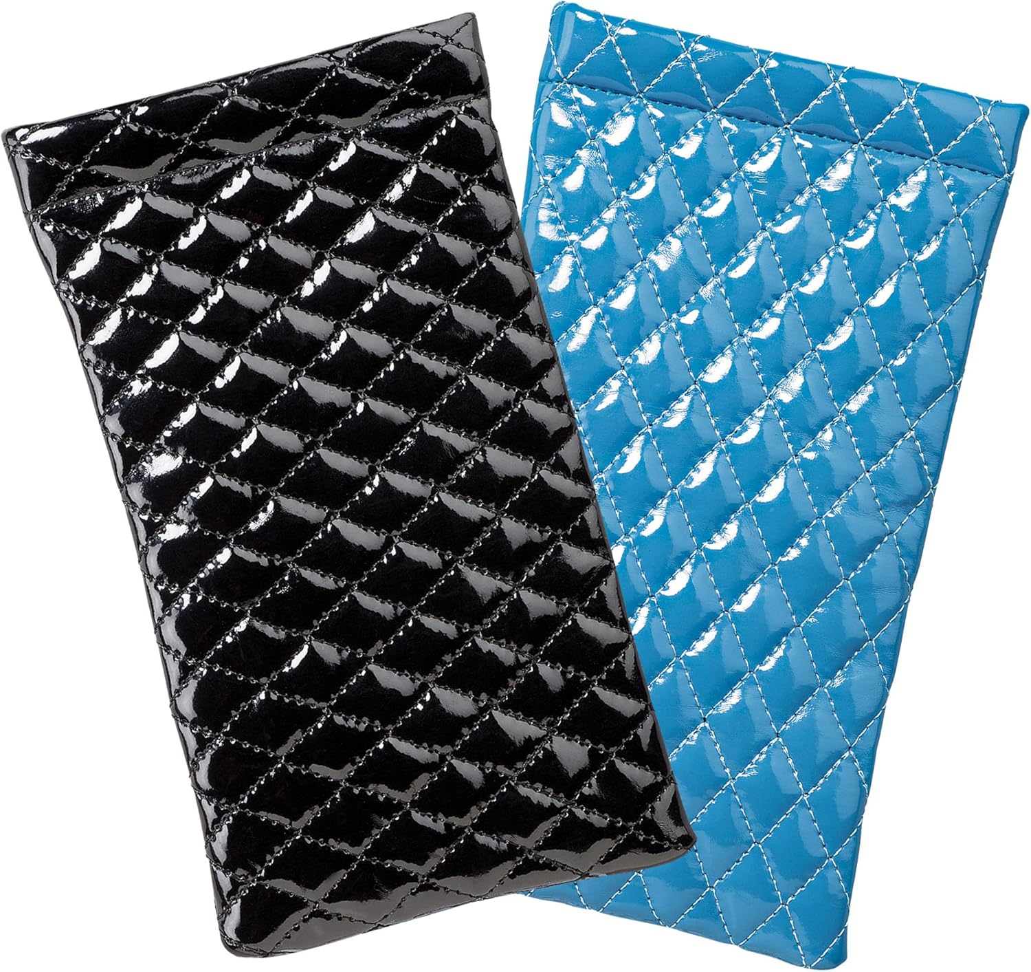 2 Pack Glossy Quilted Spring Top Eyeglass Case For Men & Women, Black ...