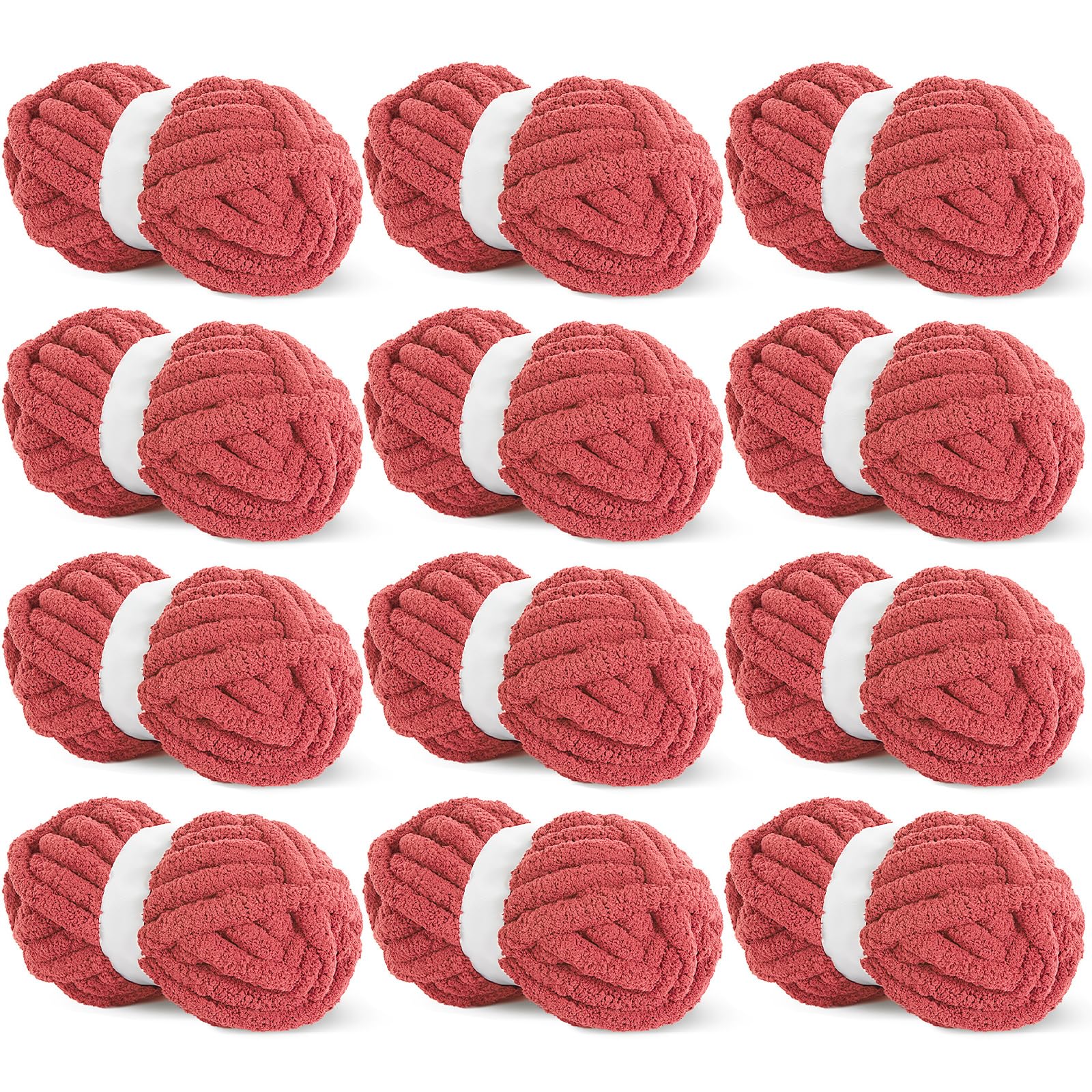 Amazon.com: HOMBYS Red Chunky Chenille Yarn for Crocheting, Bulky Thick ...