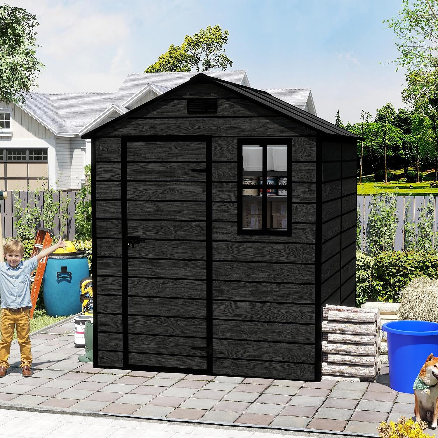 Amazon.com : KEIKI 6x6 FT Outdoor Resin Storage Shed, Polypropylene ...