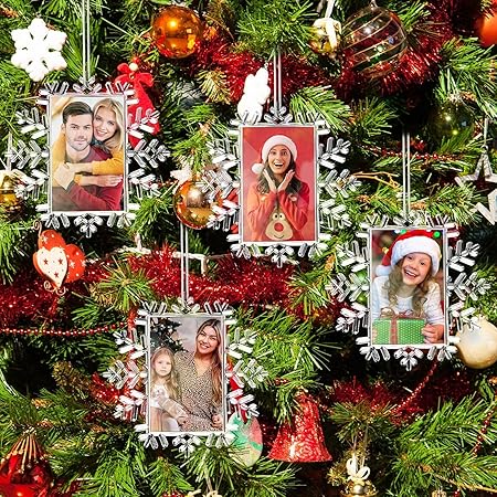 Amazon.com: 4 Pcs Snowflake Picture Frame Christmas Ornament Snowflake ...