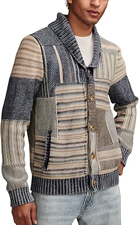 Lucky Brand Men's Patchwork Shawl Cardigan at Amazon Men’s Clothing store