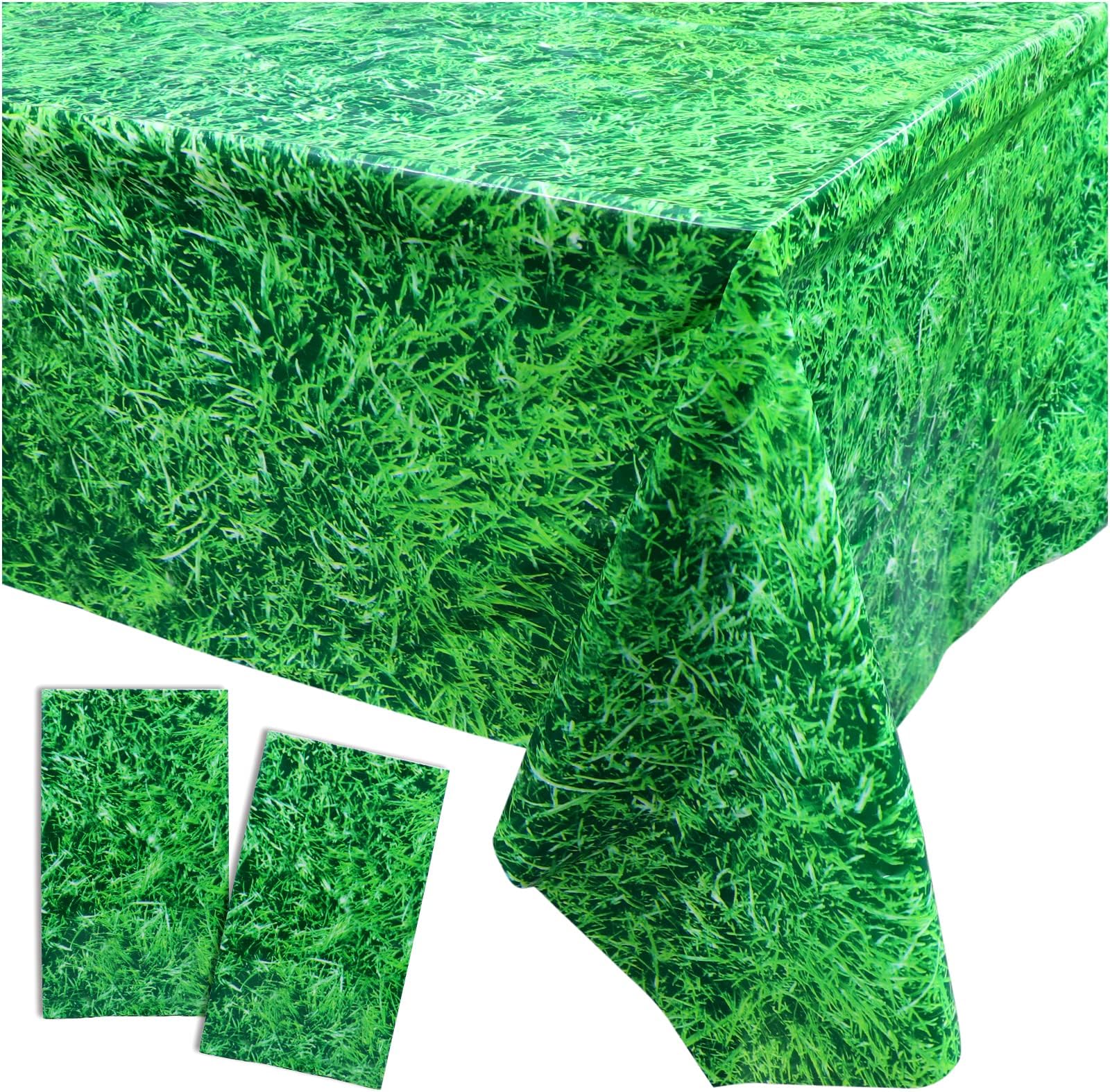 Amazon.com: Green Grass Rectangular Plastic Table Cover (54" x 108") 1 ...