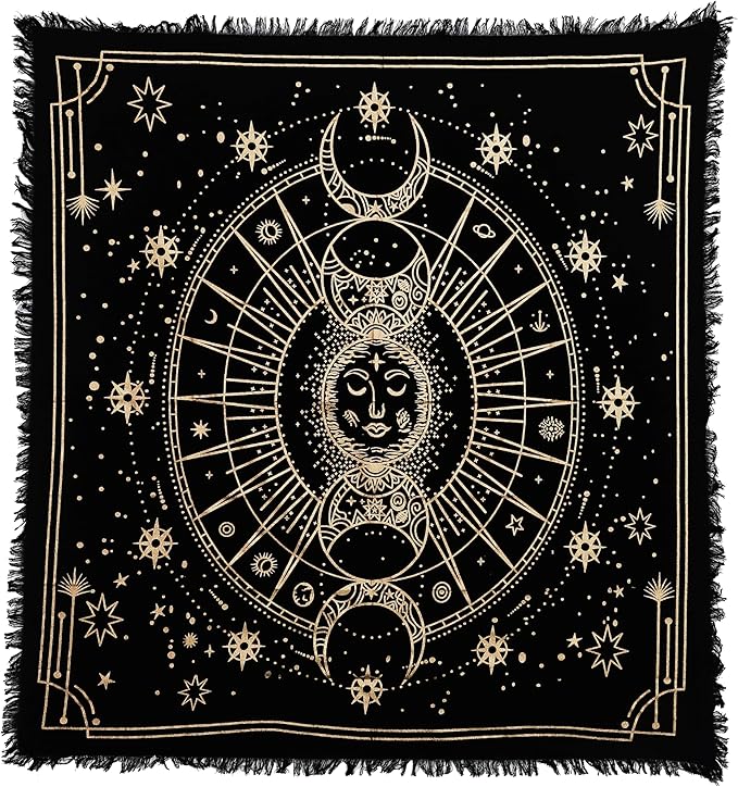 Indian Consigners Moon Phases Altar Cloth – 24x24 Inch Celestial Cotton ...