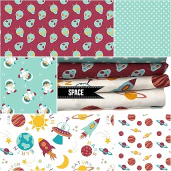 White Space Fat Quarter Bundle Set - Quilting Fabric Space Astronauts ...