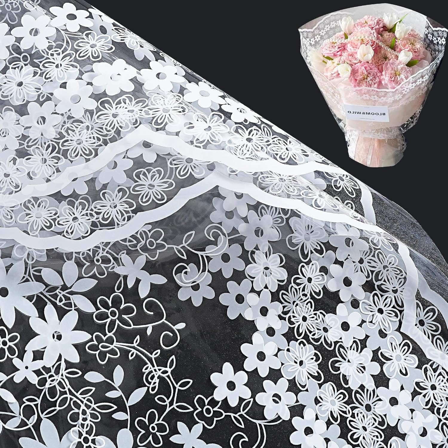 Amazon.com: RUSPEPA 20 Sheets Flower Wrapping Paper - Lace Cellophane ...