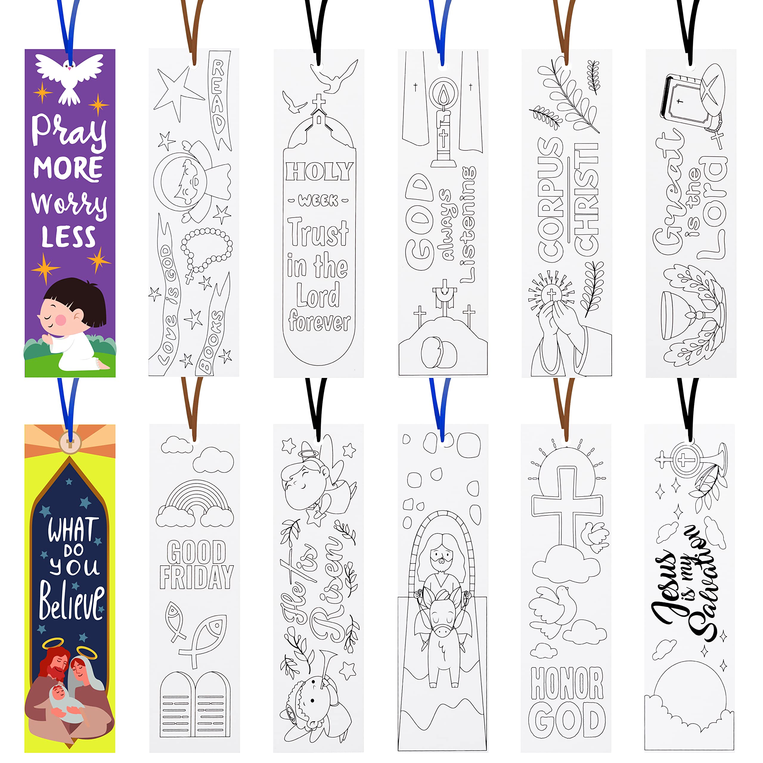 Buy Haooryx 75Pcs Bible Color Your Own Bookmarks, Imaginative DIY ...