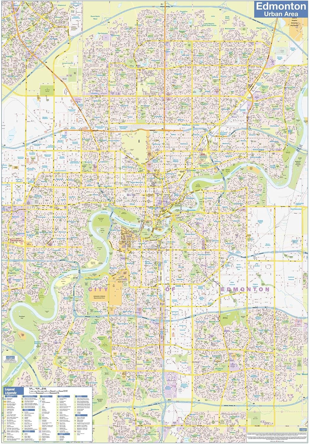 Edmonton Downtown - 28" x 40" Paper Wall Map : Amazon.ca: Office Products