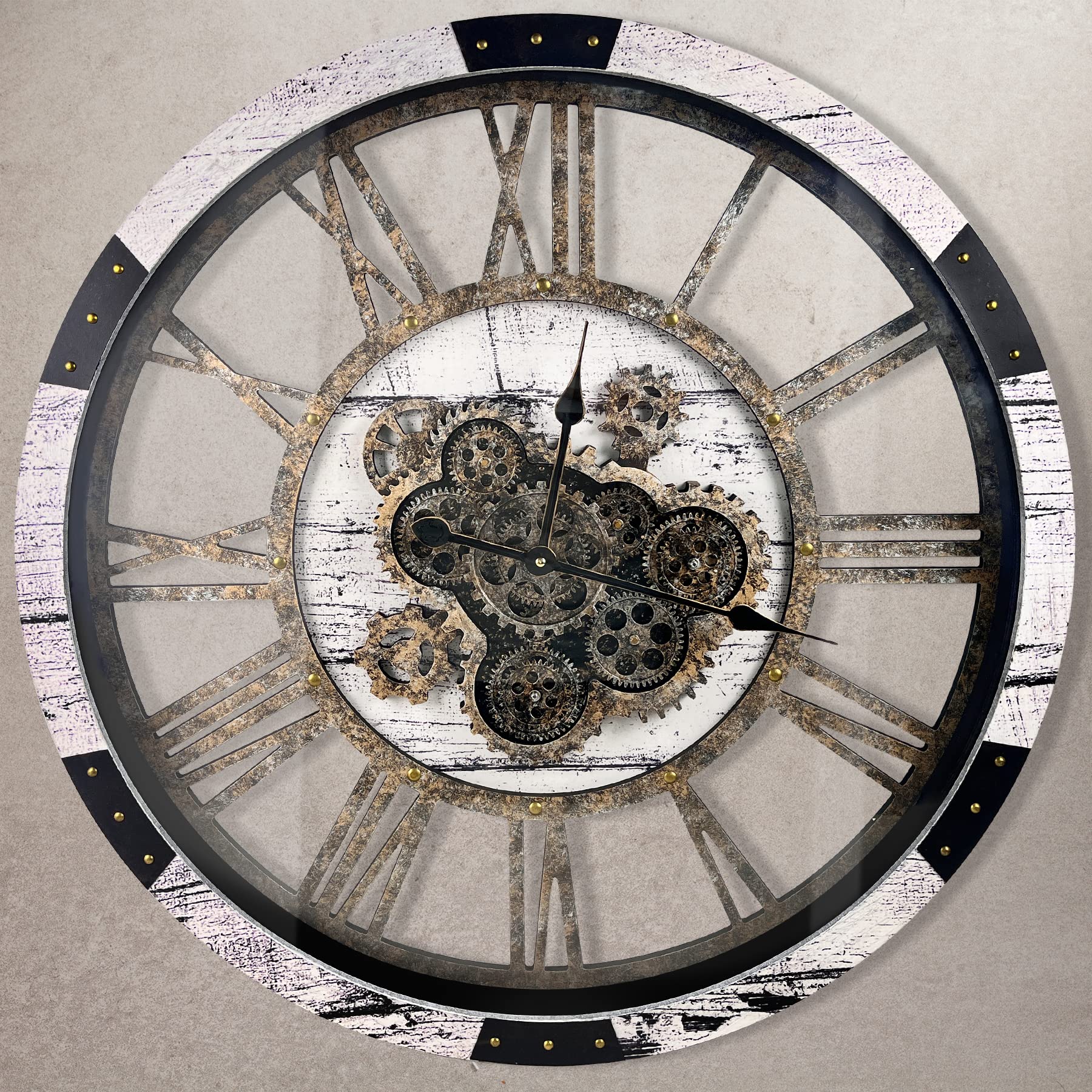 DORBOKER 36 Inch Large Wall Clock Moving Gears, Giant Industrial Rustic ...