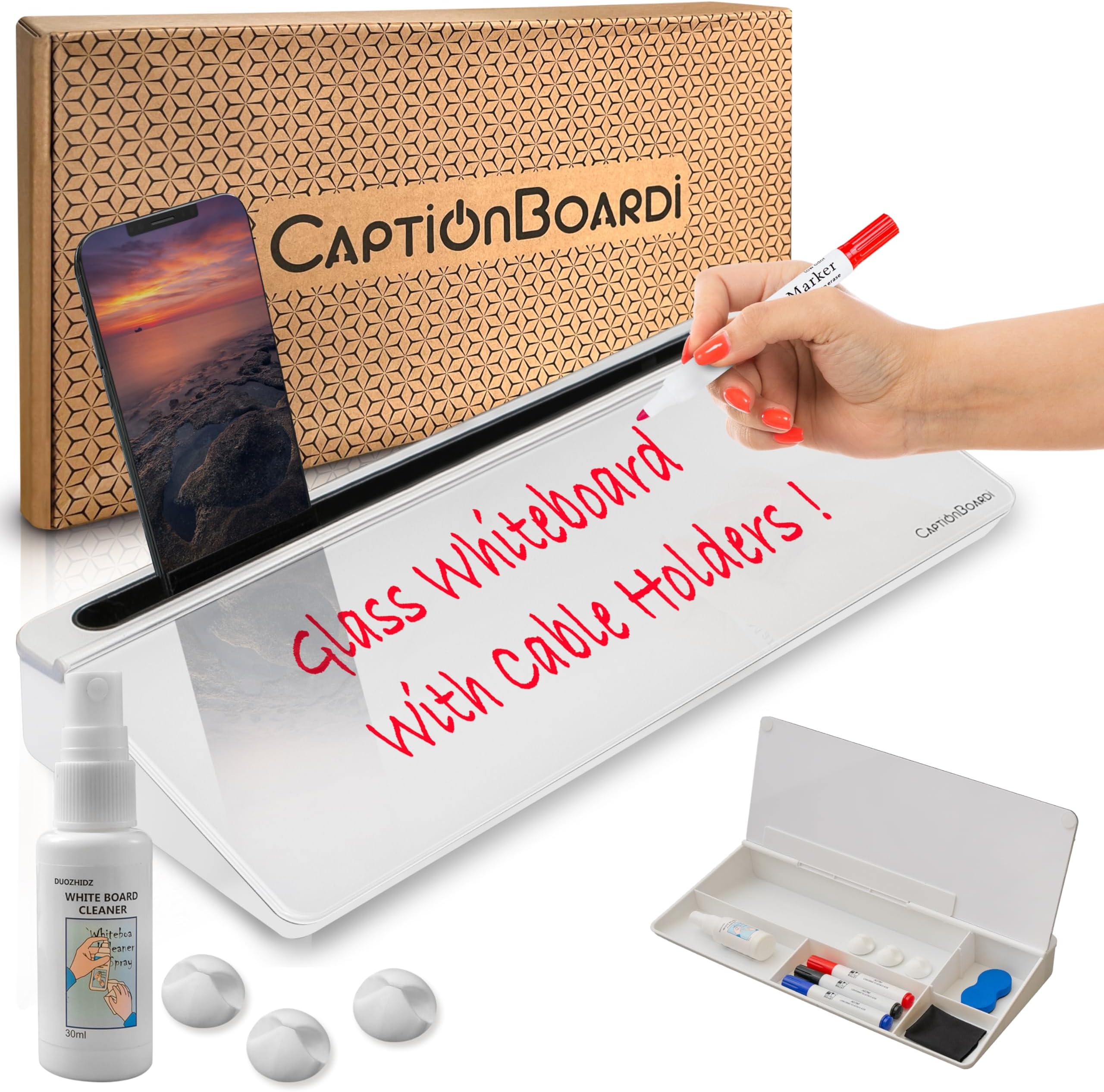 Amazon.com : Captionboardi 15-Inch Desktop Whiteboard - Glass Dry Erase ...