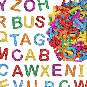 Amazon.com: Glitter Alphabet Stickers Self Adhesive Foam Letters ...