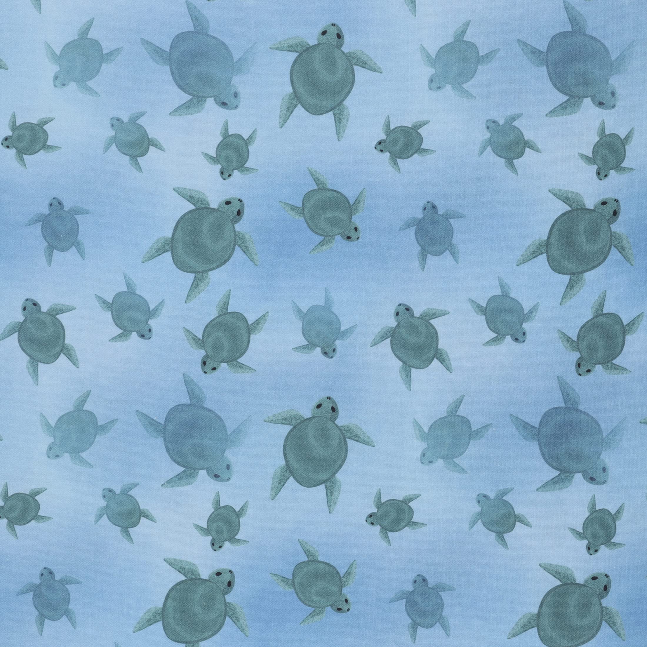 Amazon.com: Mook Fabrics Cotton Creatures Sea Turtles, Aqua Cut by The ...