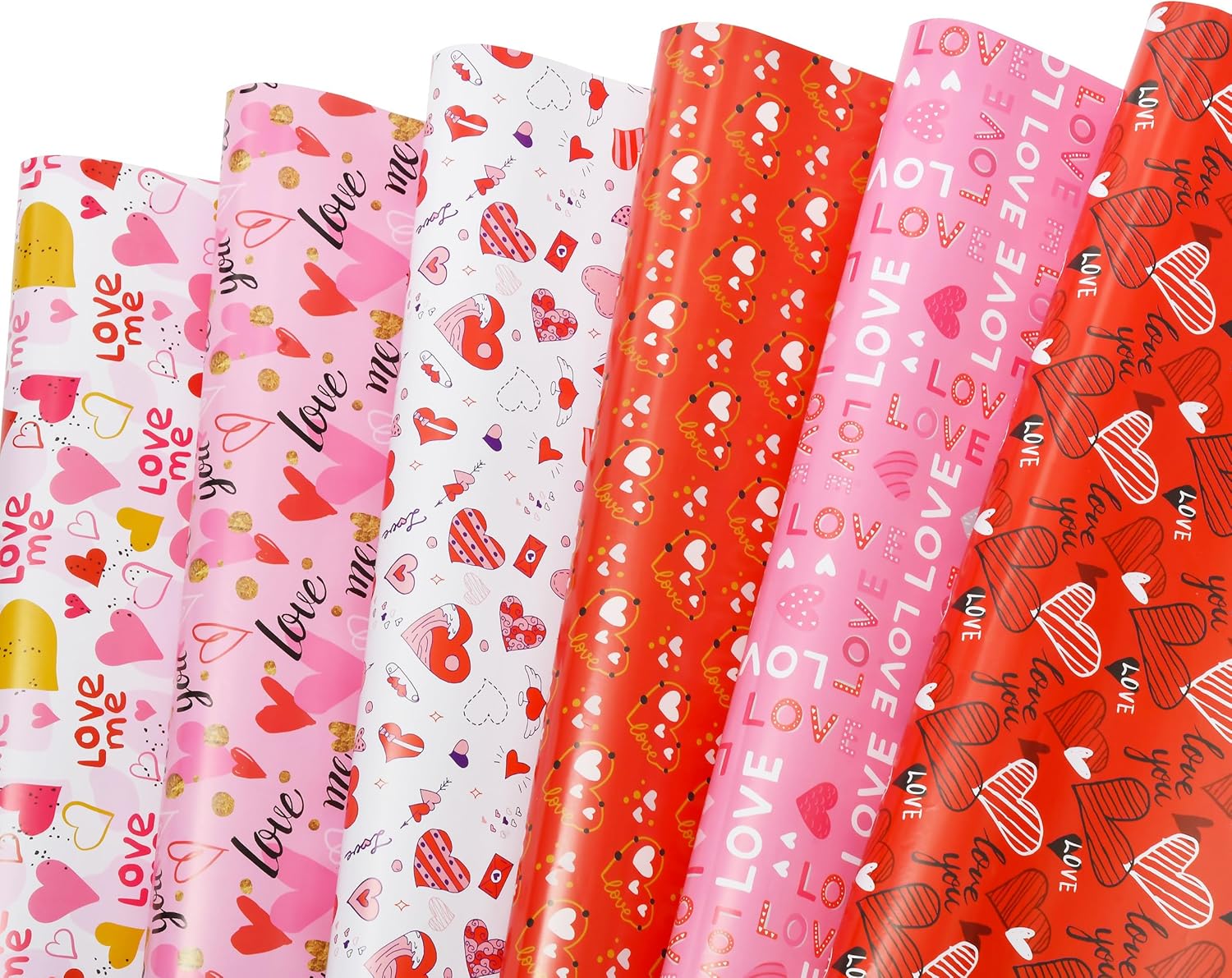 Amazon.com: Sikiweiter Valentines Day Wrapping Paper - Pink and Red ...