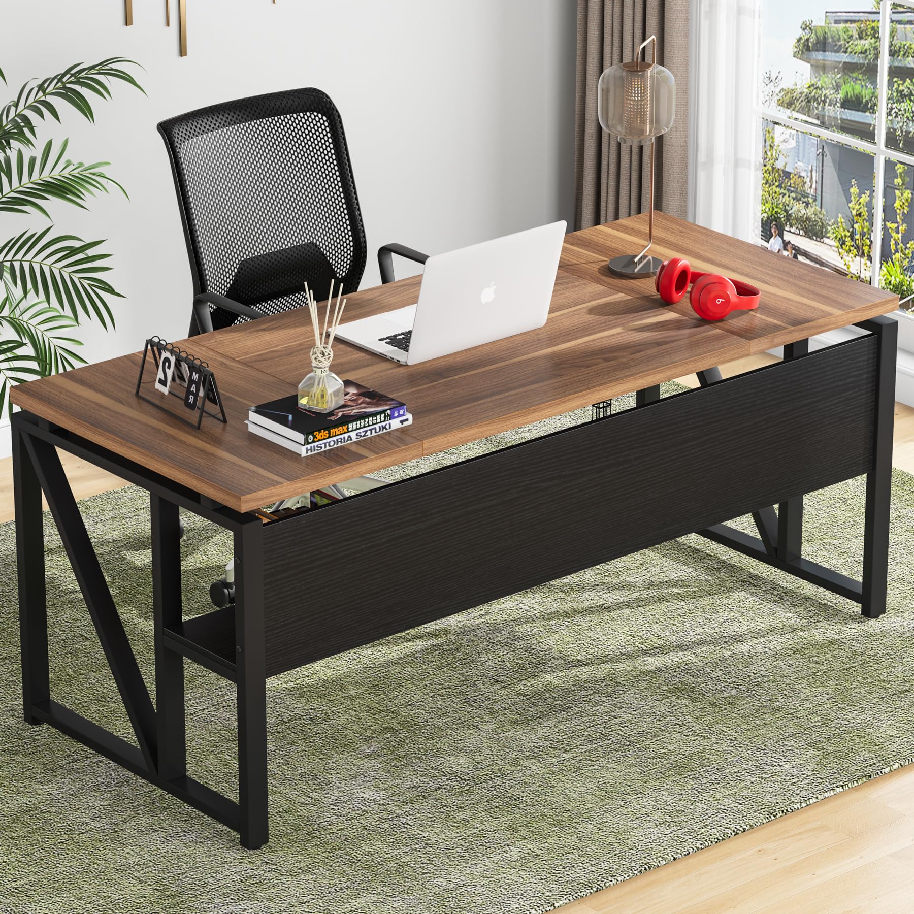 Amazon.com: Tribesigns 63 inches Computer Desk with Bottom Storage ...