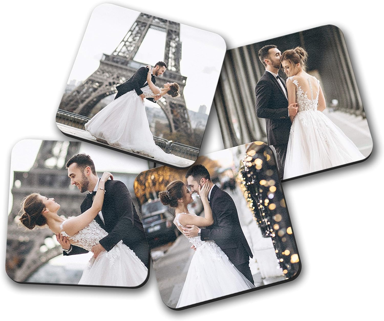 Amazon.com: Smile Art Design Upload 4 Images Custom Coaster Print with ...