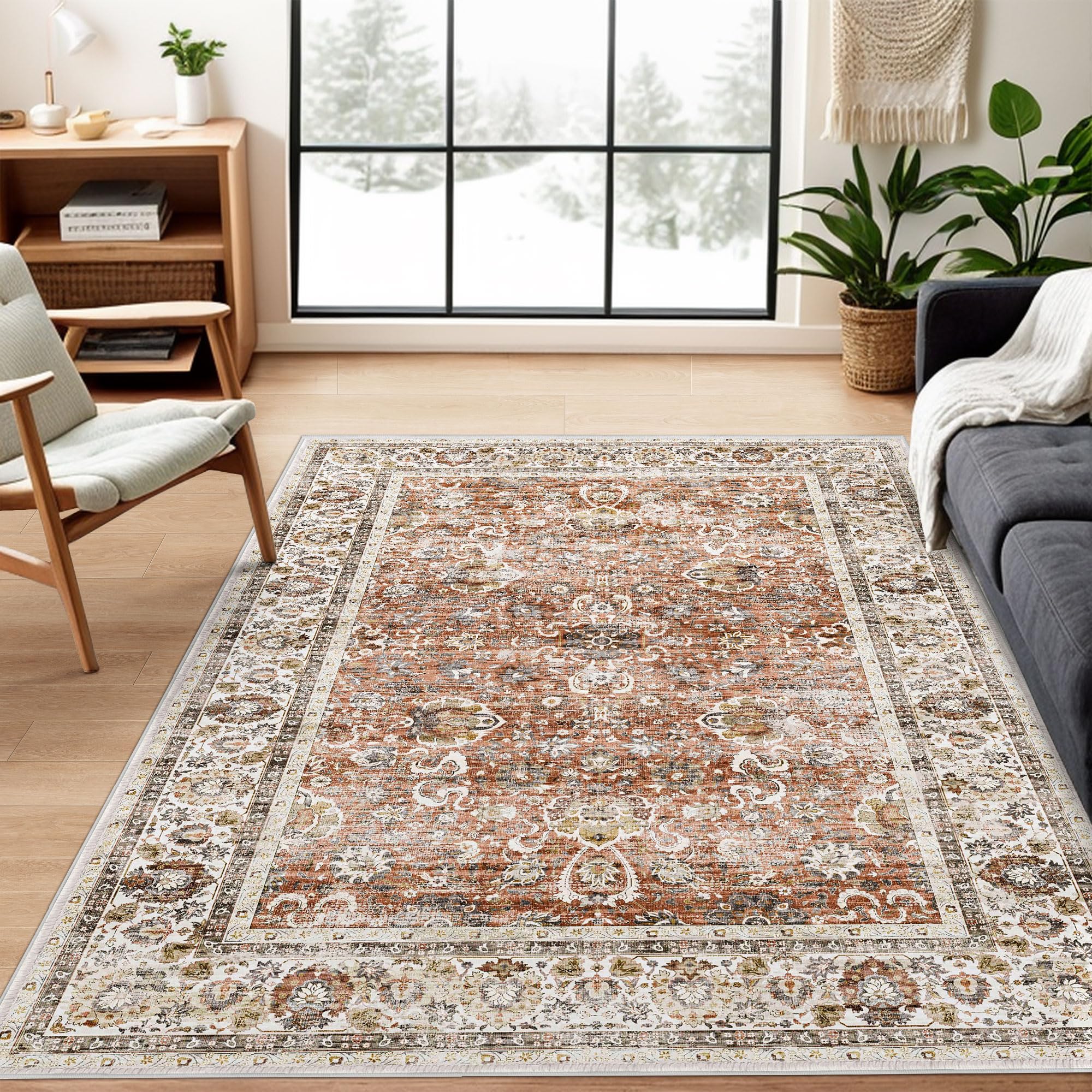 3x5 Area Rug for Living Room Rugs-Deerly Distressed Floral Boho ...