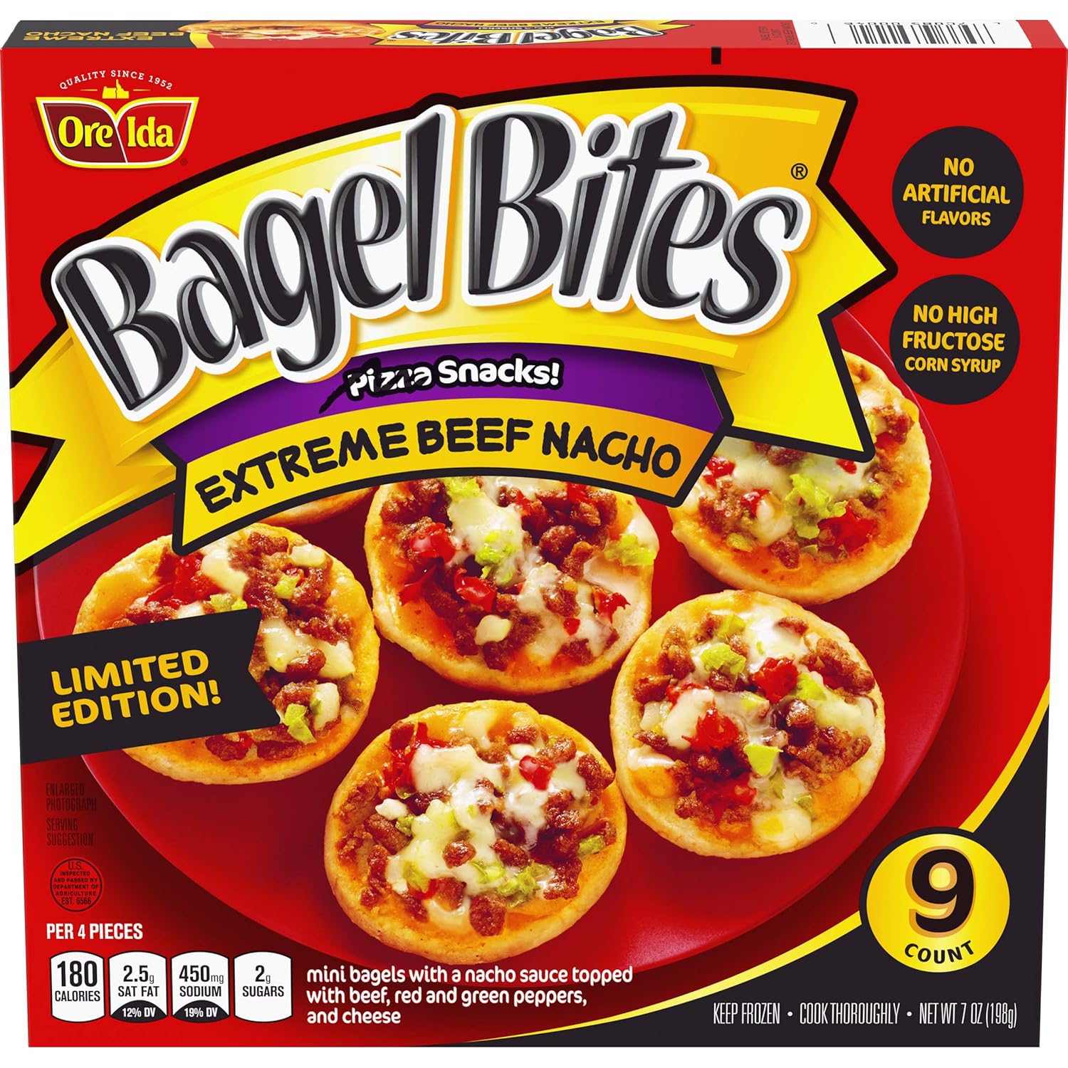 Amazon.com: Bagel Bites Extreme Beef Nacho Mini Bagels Frozen Pizza ...